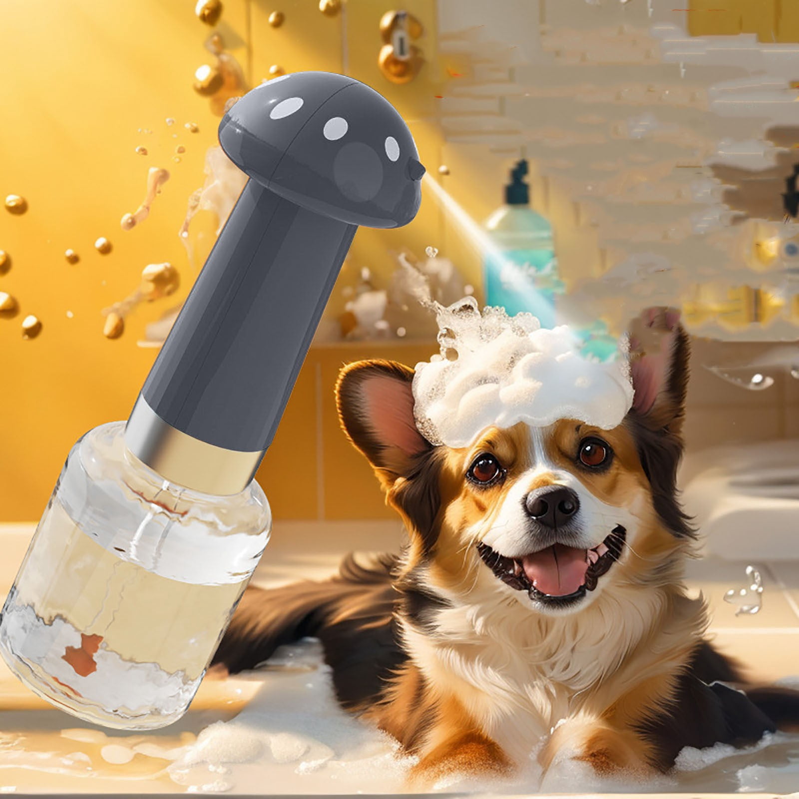 Toy Cute Bath Dog Bath and Bath, Mushroom-Shaped Dog Shampoo Sprayer ...