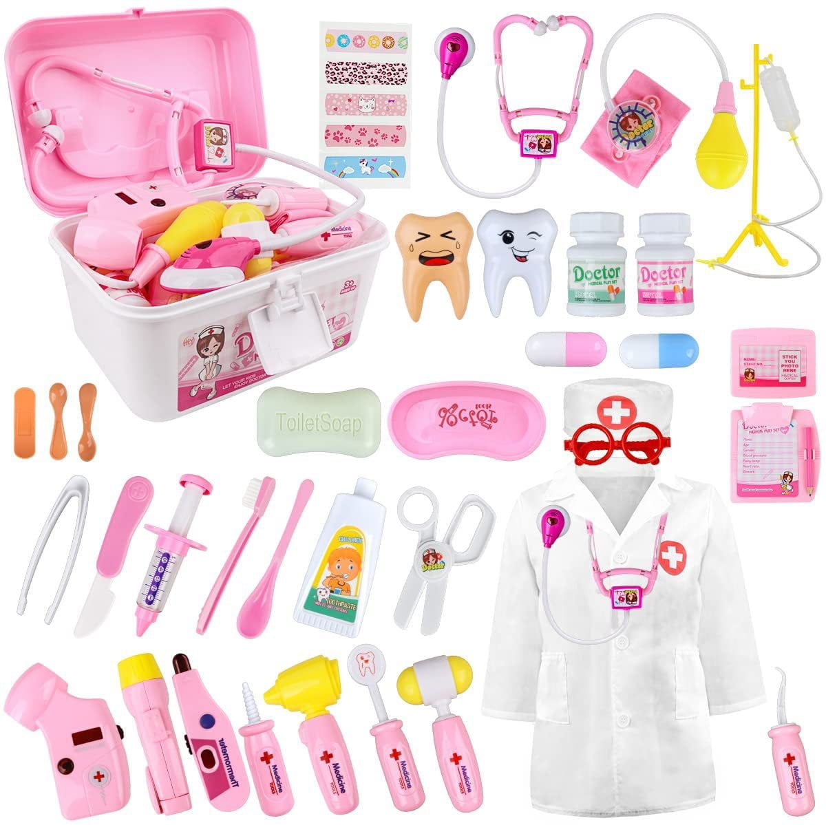 Toy Doctor Kit for Toddlers Kids Dentist Play Set Pretend Doctor Play ...