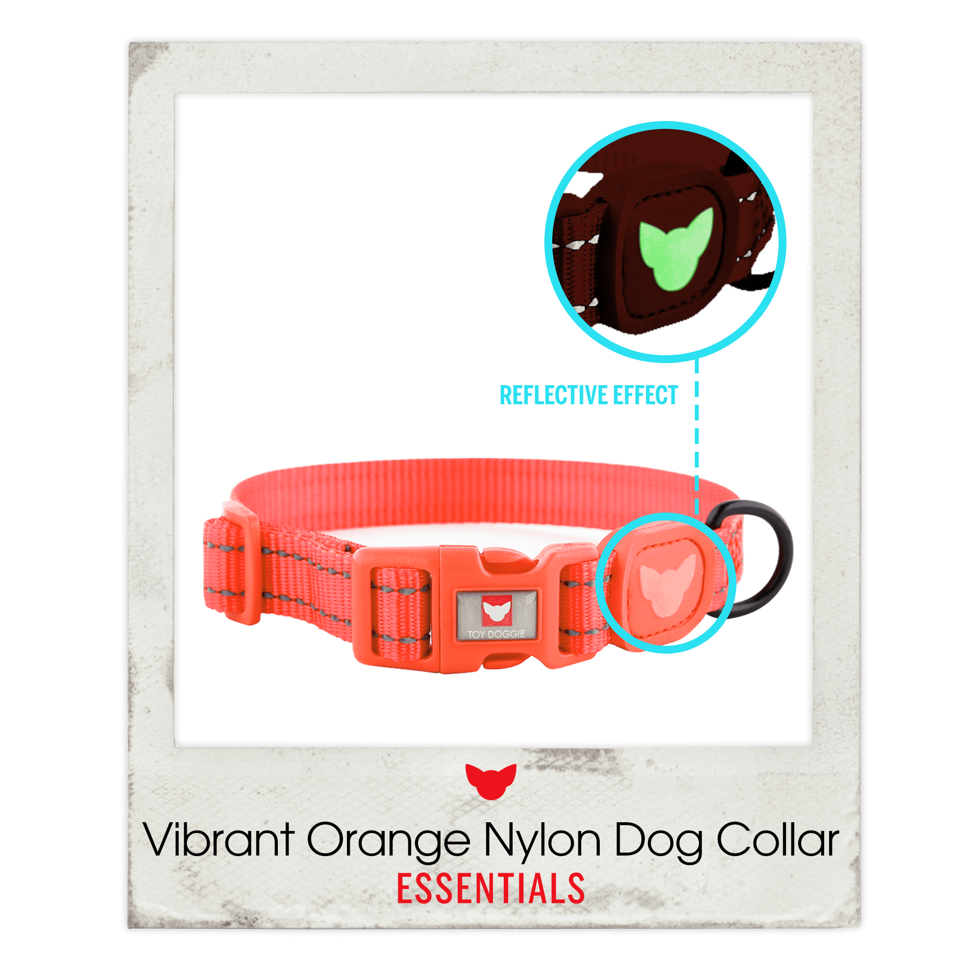 Toy Doggie Essential Nylon Reflective Collar Orange S for Small Dogs ...