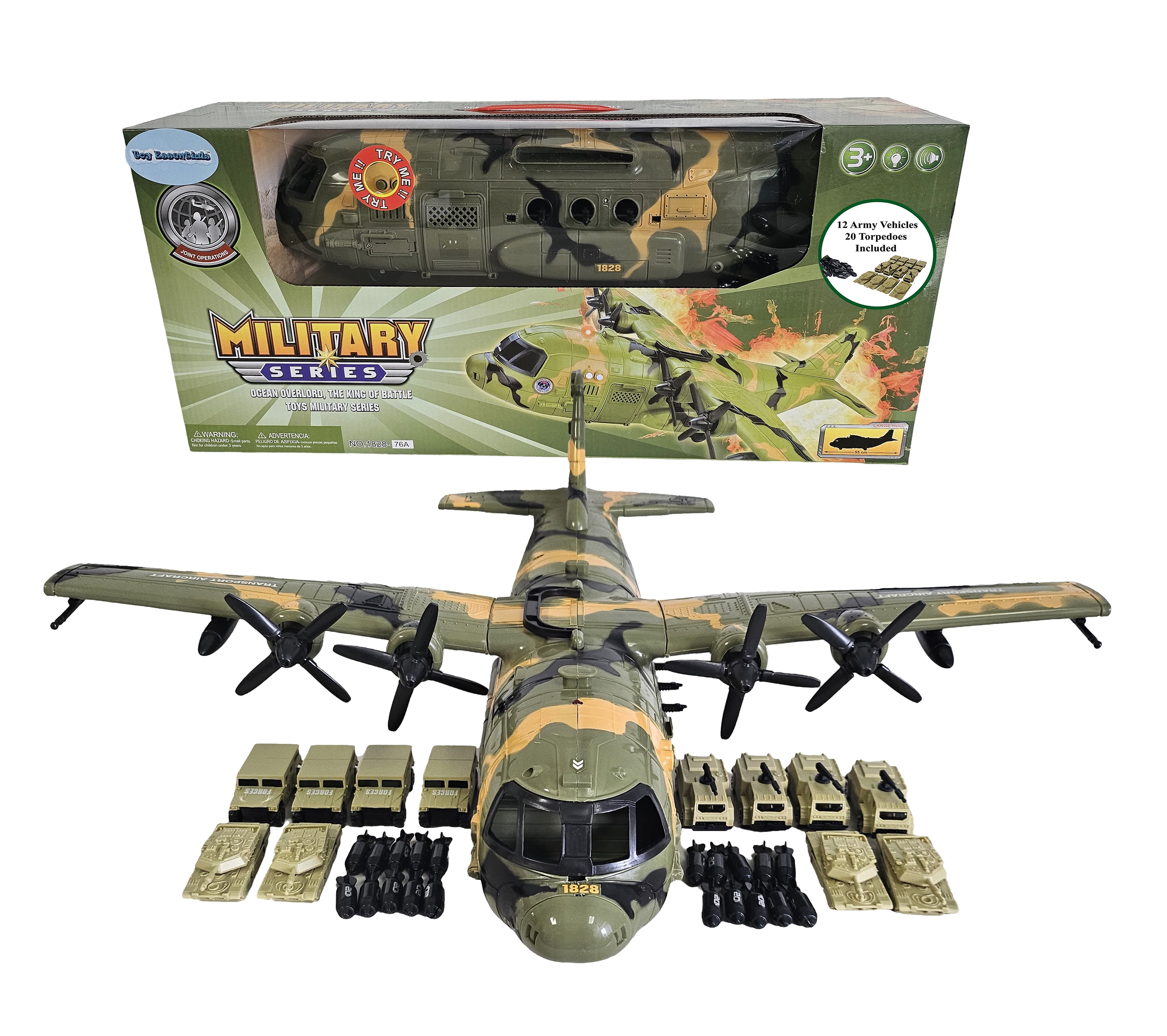 Toy Essentials Large Military 21-Inch Cargo Plane C130 Bomber Combat ...
