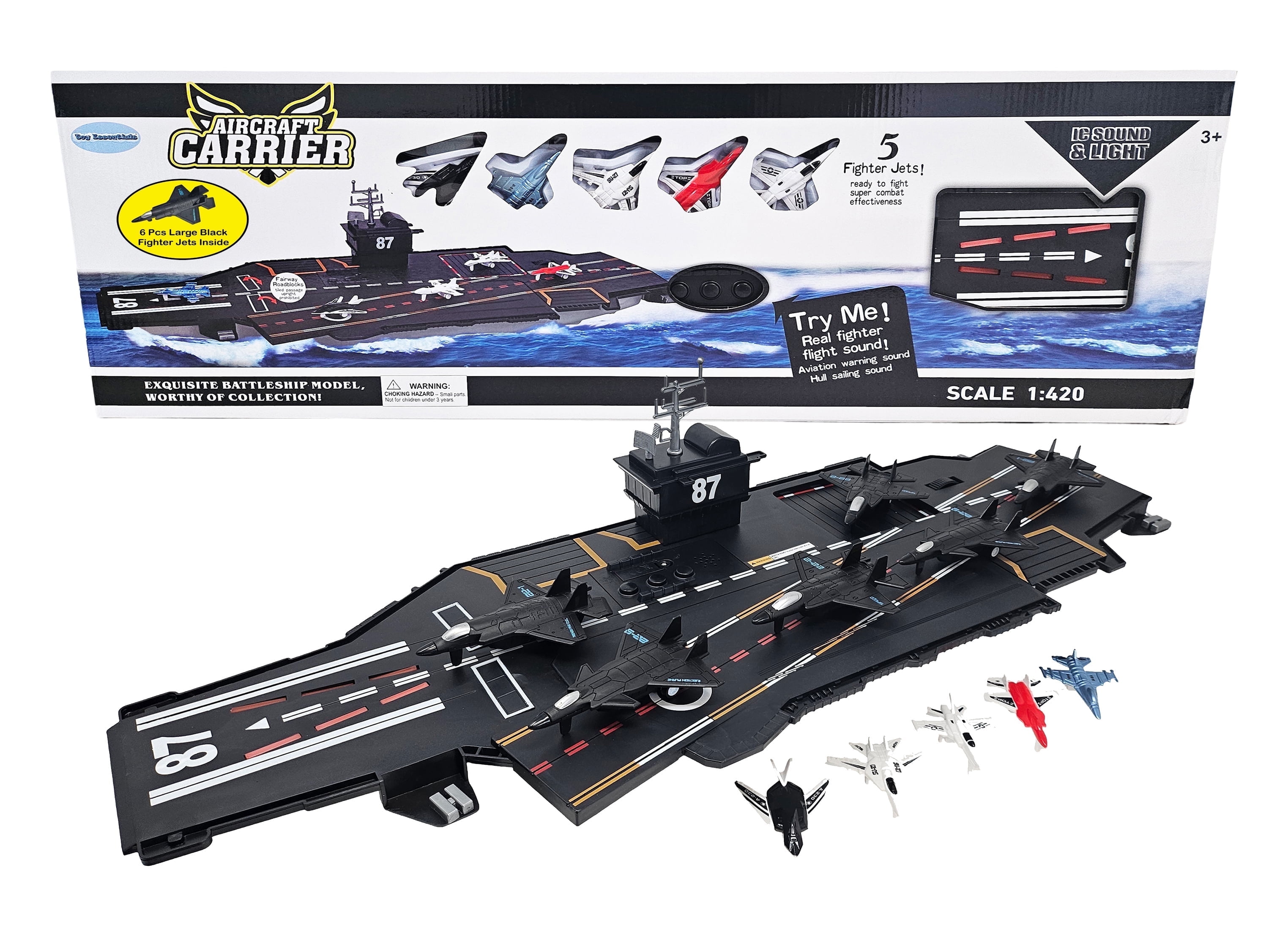 Toy Essentials Toy Aircraft Carrier with Realistic Sound Effects and ...
