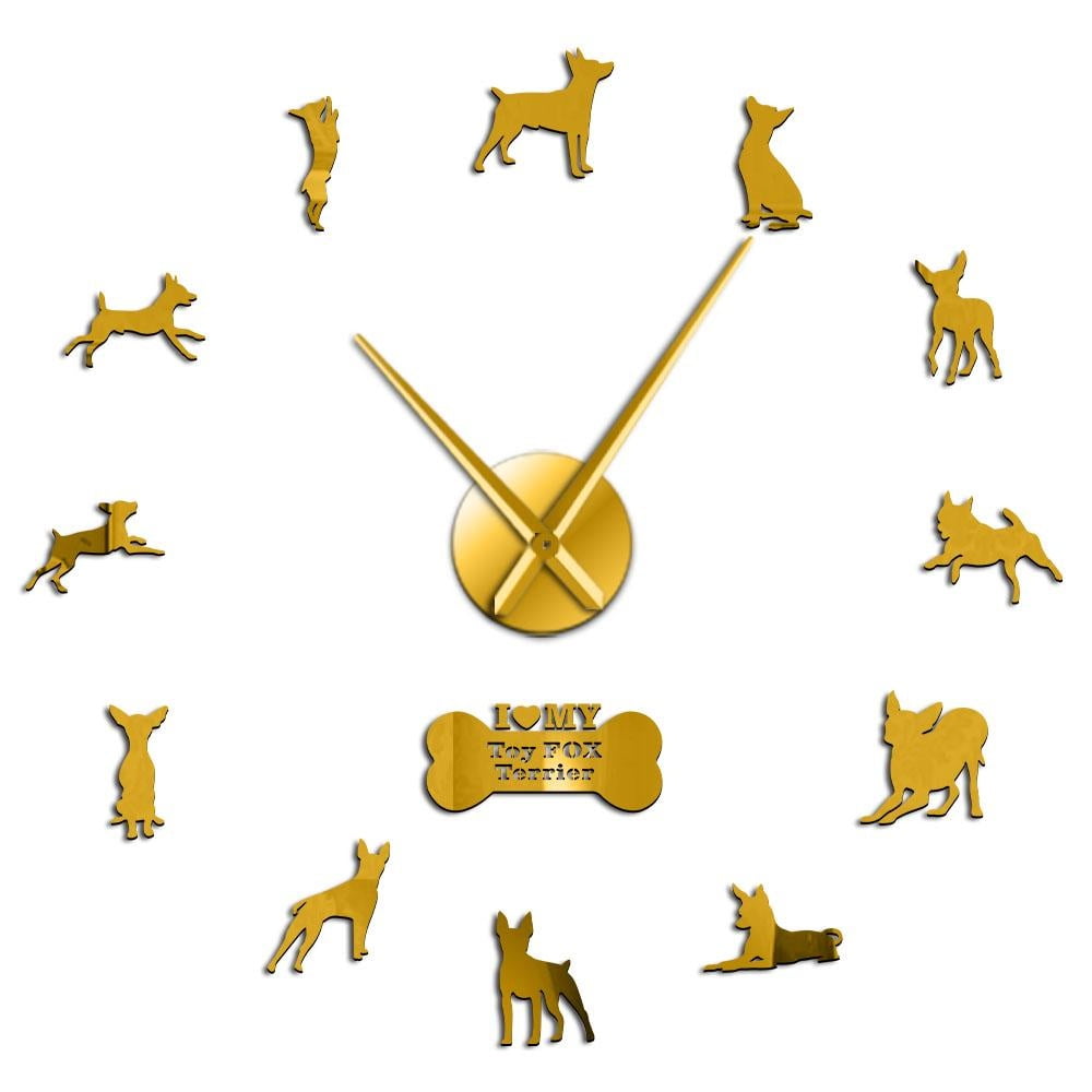 Toy Fox Terrier Dog Breed Silouette Frameless Wall Clock Stickers, DIY ...