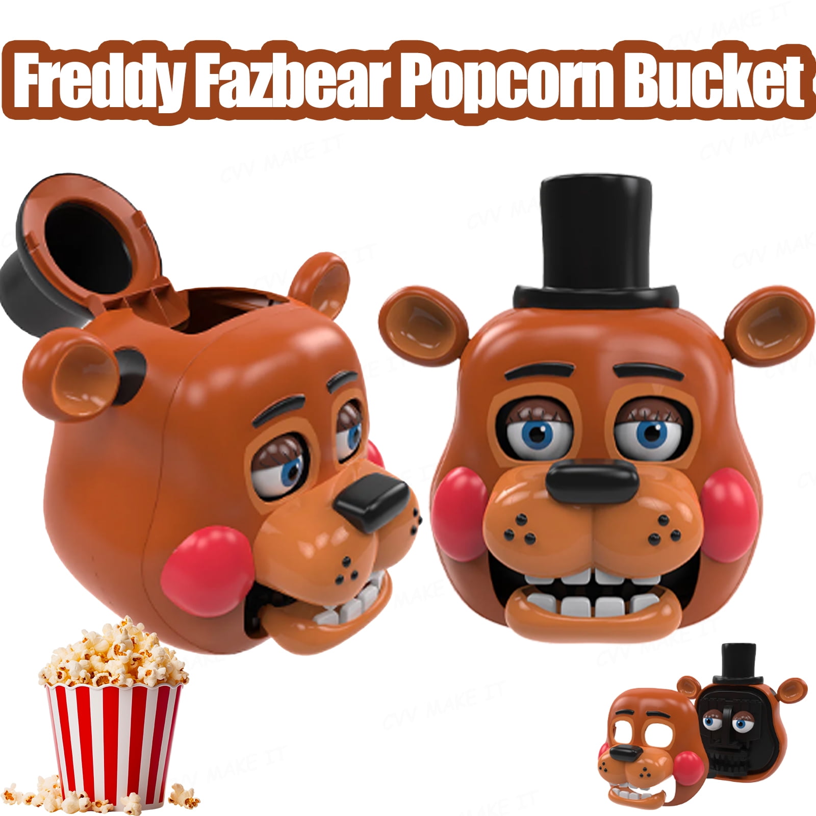 Toy Freddy / Freddy Fazbear Removable Mask Popcorn Bucket – 130oz Multi ...