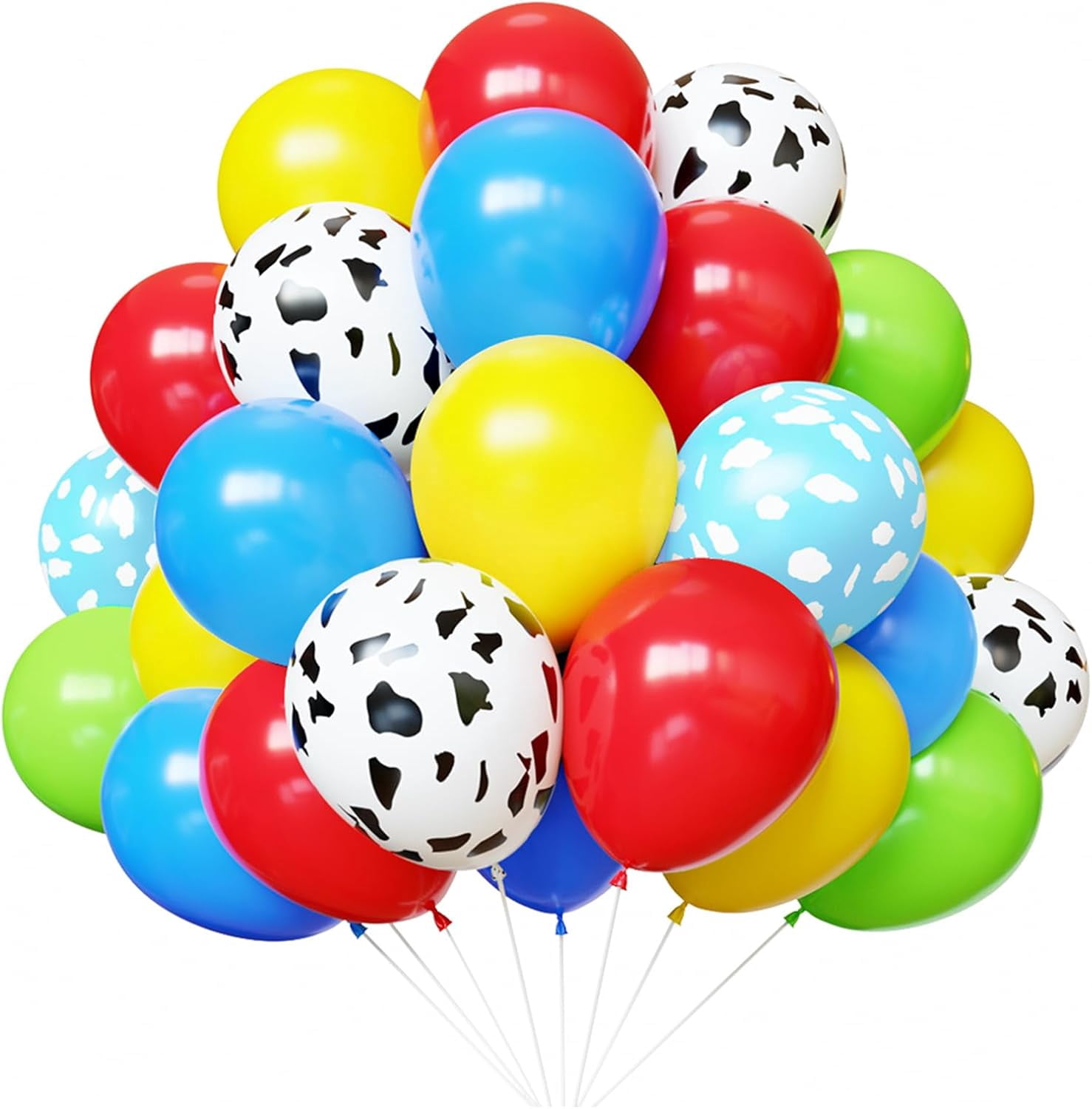 Toy Inspired Story Balloons, 67pcs 12 Inch Cow Pattern Cloud Yellow Red ...
