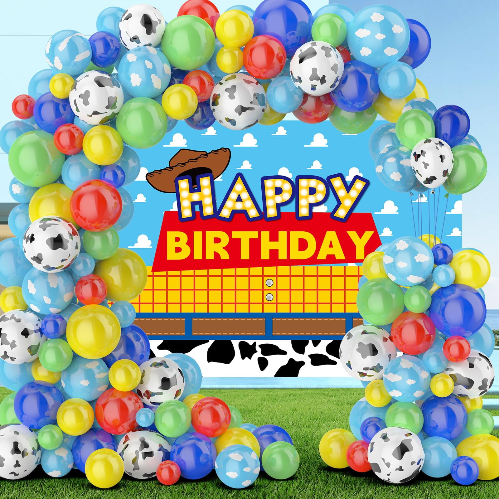 Toy Inspired Story Party Supplies 120pcs, Cartoon Story Balloon Garland ...