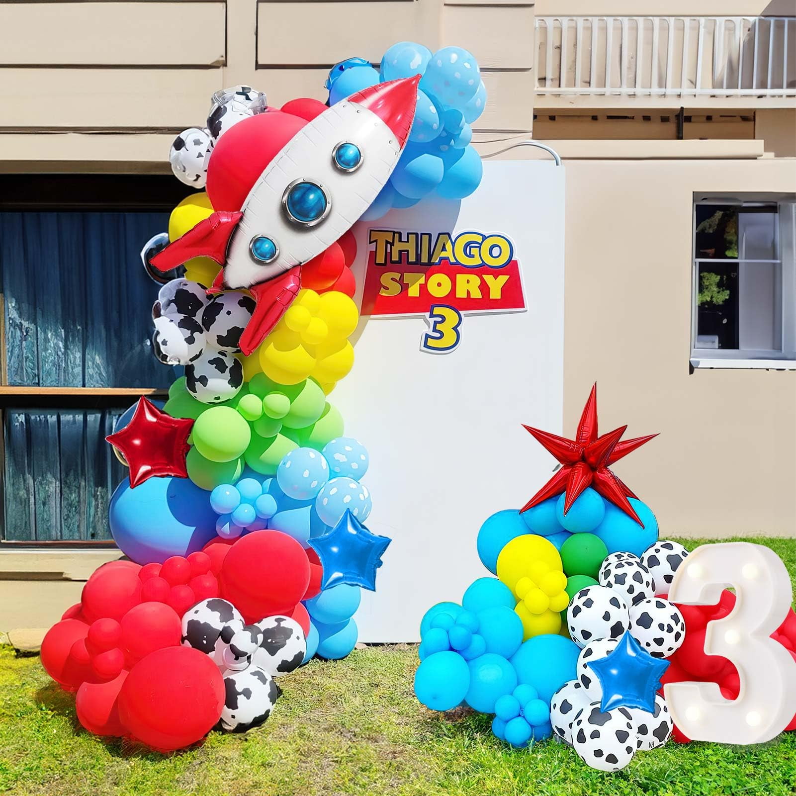 Toy Inspired cartoon Balloons MSF2 Arch Garland kit Red Blue Yellow ...