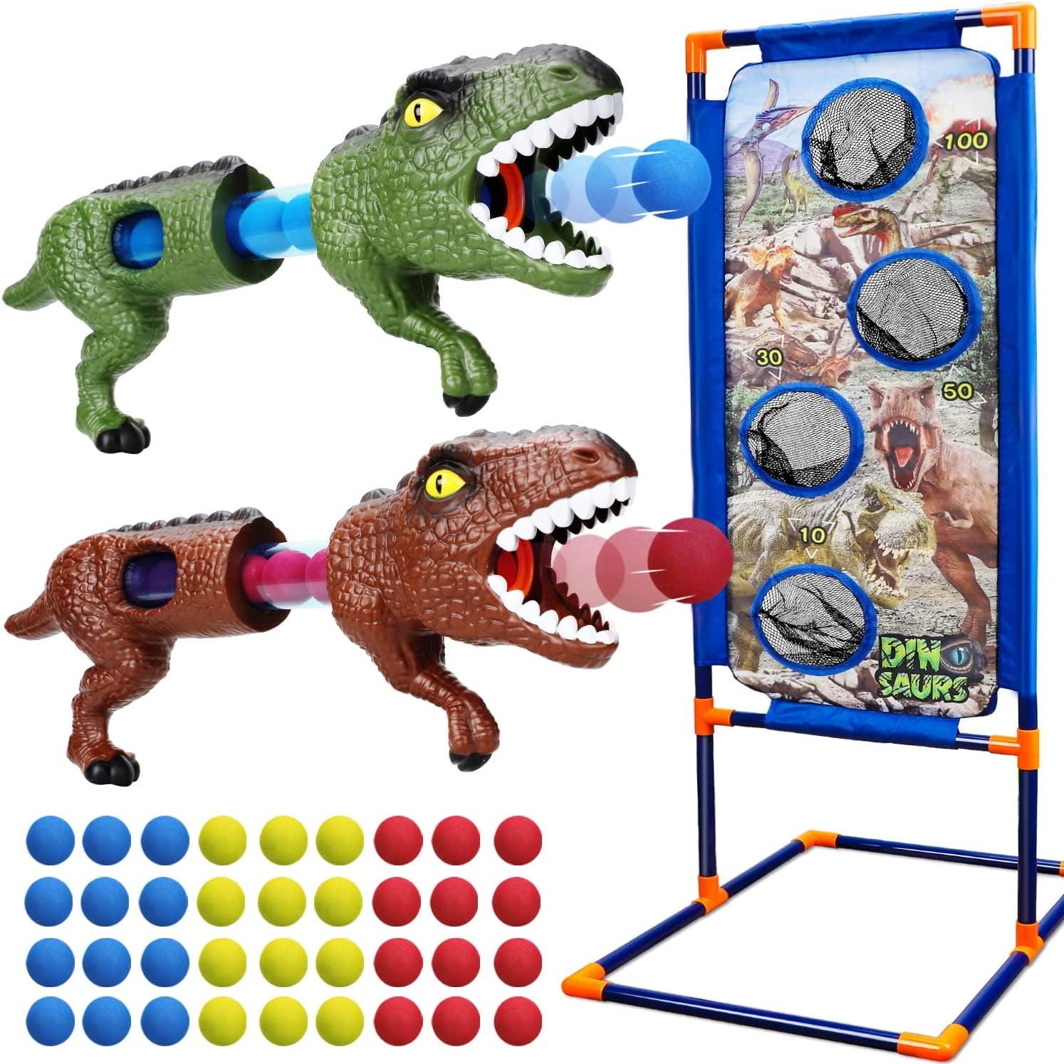 TOY Life Dino Shooter Game, Kids 3-12, Birthday Gifts with 2 Pop Guns ...