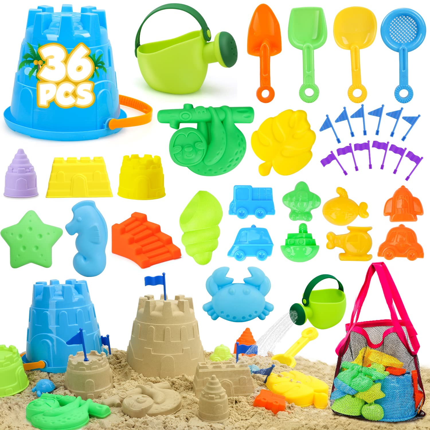 Toy Life Non Toxic Sand Toy Set, Multicolor, 36 Count - Walmart.com