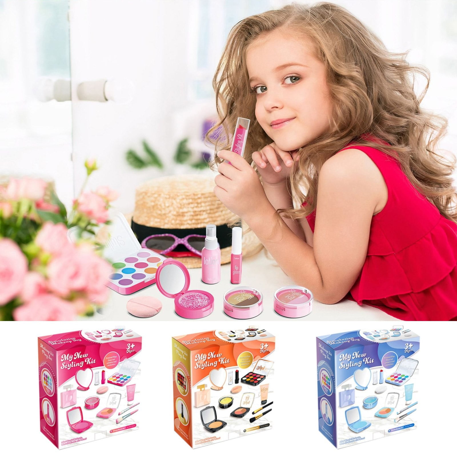 Toy Makeup Set, Children's Dress-Up, Pretend Lipstick Eyeshadow, Girl's ...