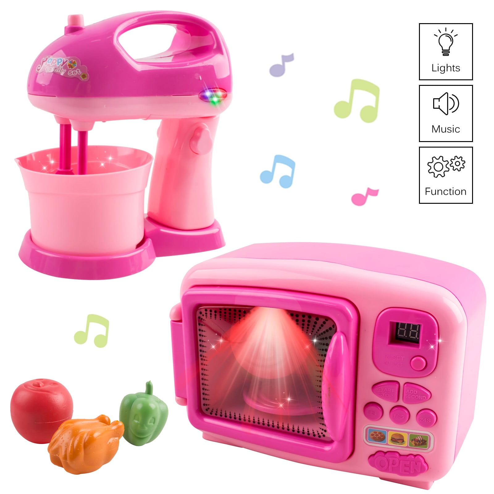 Vokodo Kids' Toy Mixer & Microwave Playset - Toddler's Kitchen Pretend ...