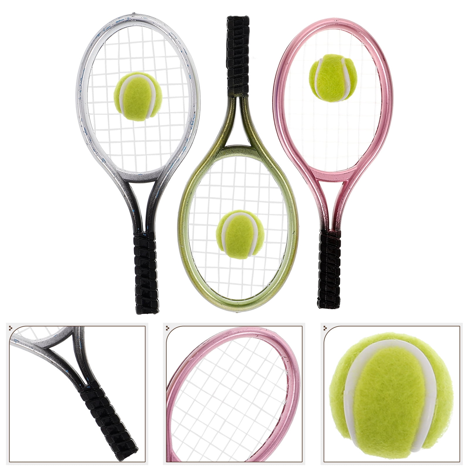 UEETEK Table Tennis Racket Keyring Tennis Racket Shape Plastic Assorted Color 3 Rackets ...