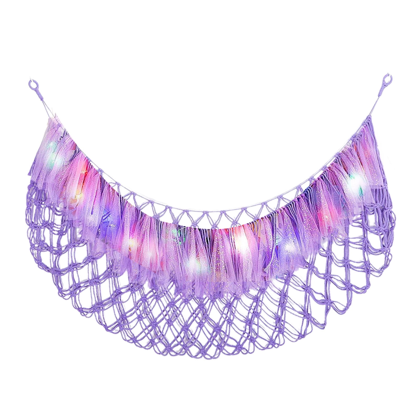 Toy Net Bag with String Light Tassels Design Large Capacity Wall ...