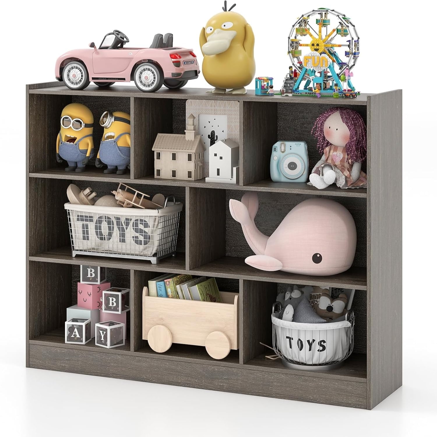 Toy Organizer 2-Tier Bookshelf 5 Cube ' Cabinets & Shelves Wooden Toy ...