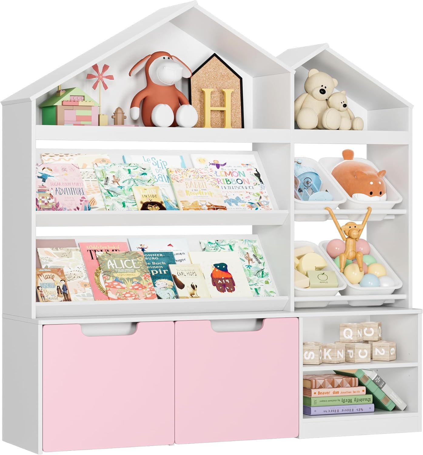 Toy Organizers and Storage, Small Bookcase and Pink Bookshelf with 2 ...