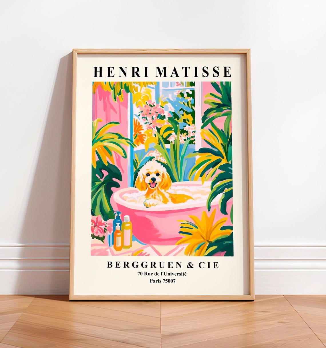 Toy Poodle In Bathtub, Aesthetic Pink Bathroom Wall Art, Henri Matisse ...
