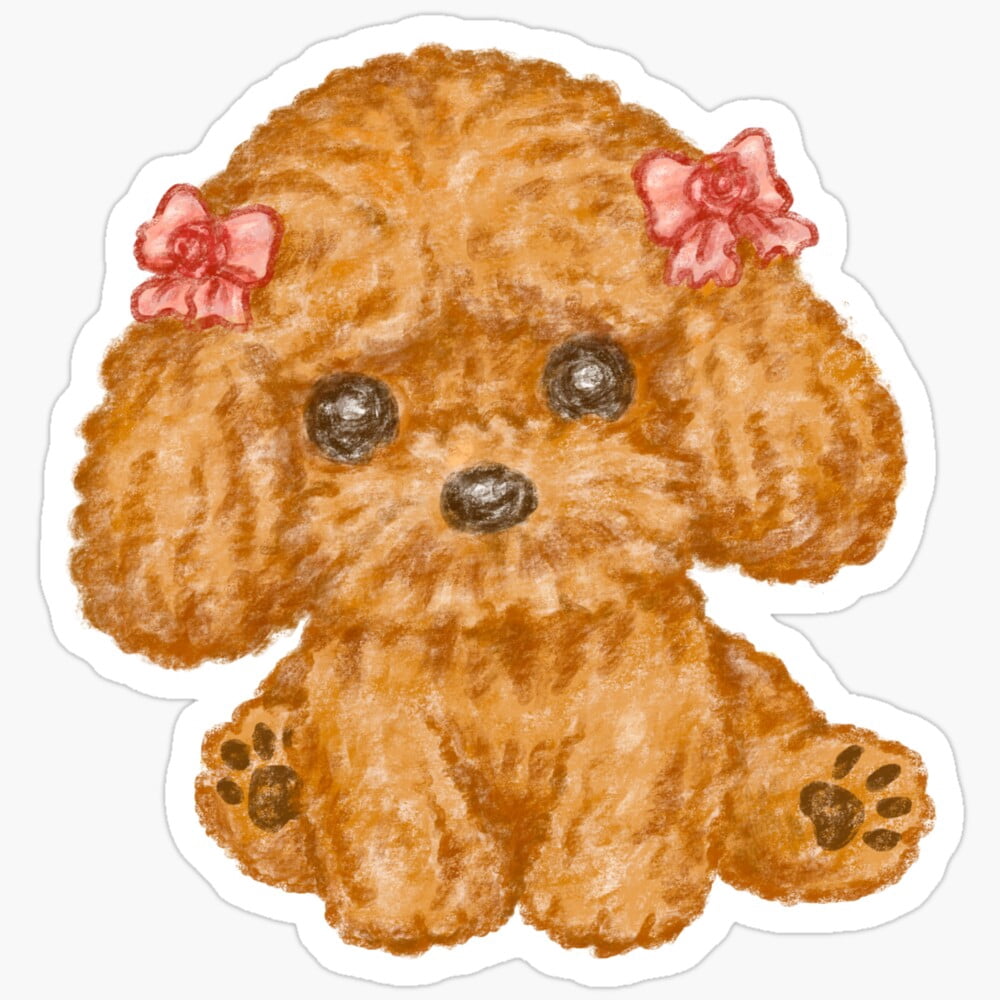 Toy Poodle With A Ribbon Sticker Phone Decal Water Bottle Stickers Car ...