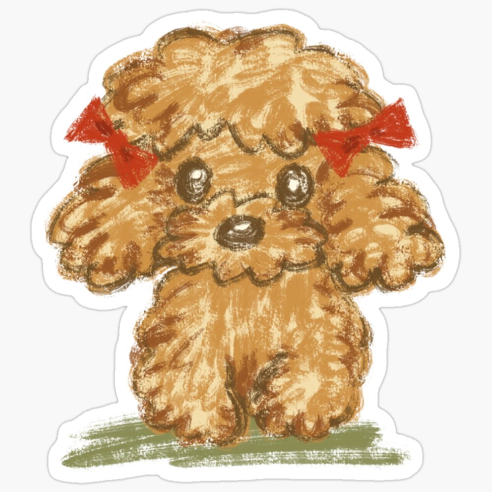 Toy Poodle With Ribbons Sticker Phone Decal Water Bottle Stickers Car ...
