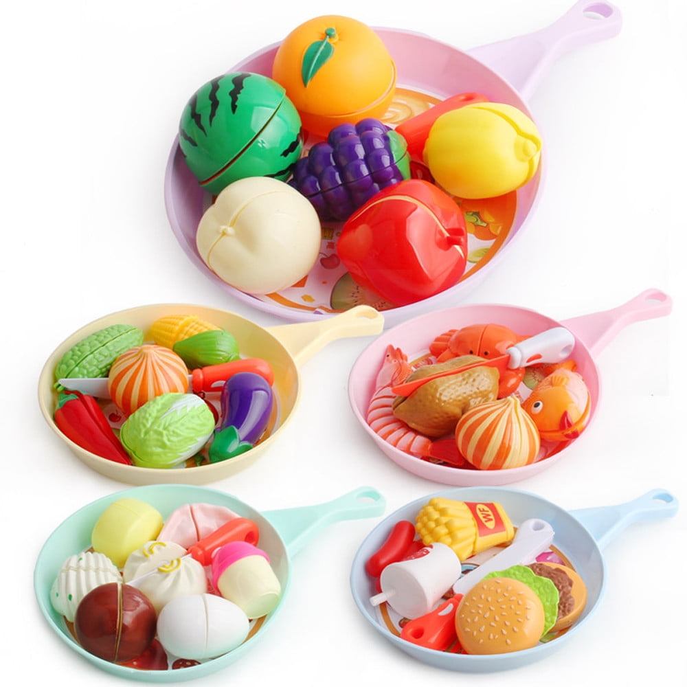 Toy Pretend Kitchen Play Set, Plastic Fruit Veggie Food, Child ...
