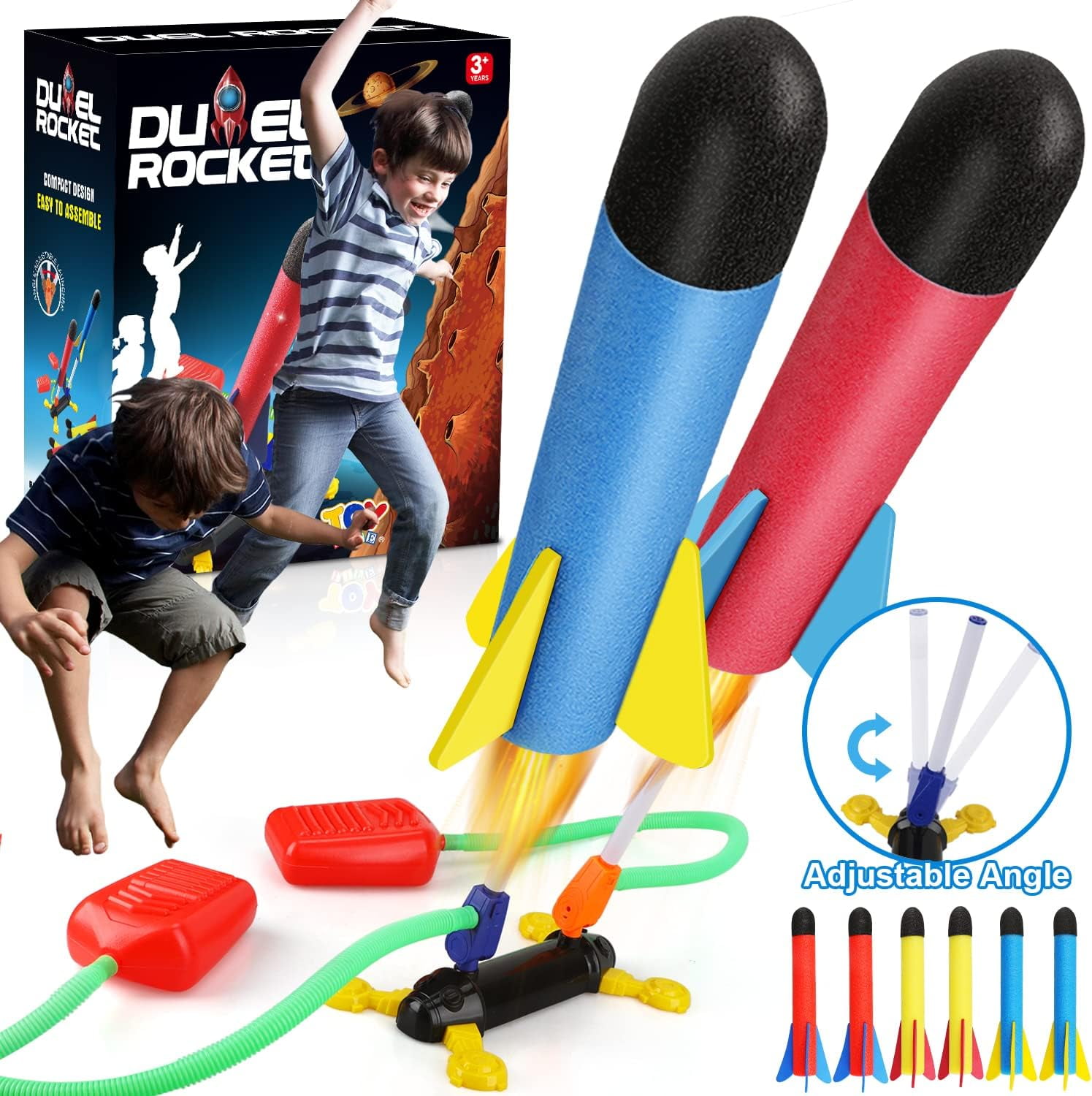 Toy Rocket Launcher for Kids - Toy Rocket with 6 Foam Rockets 2 ...