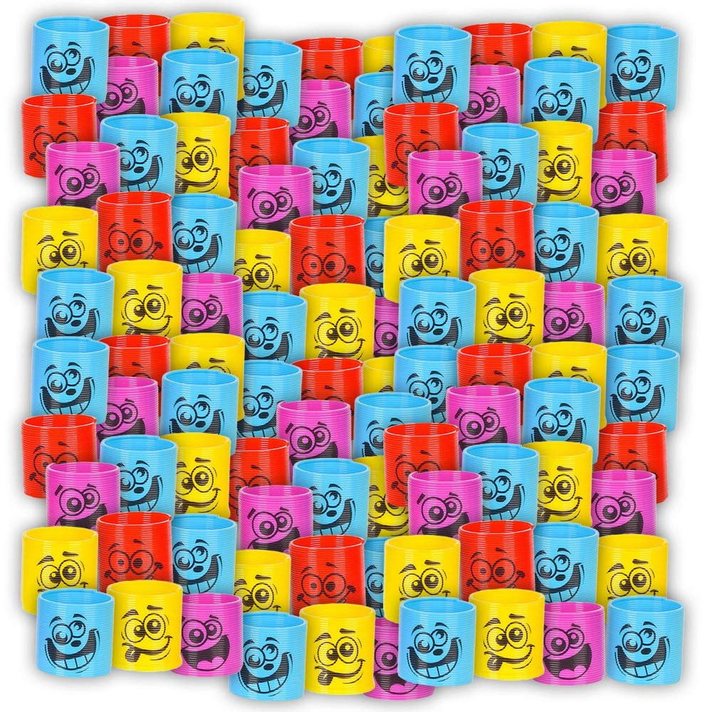 Toy Spring Coil - Pack of 50 1.38” Assorted Emoji Silly Faces and ...