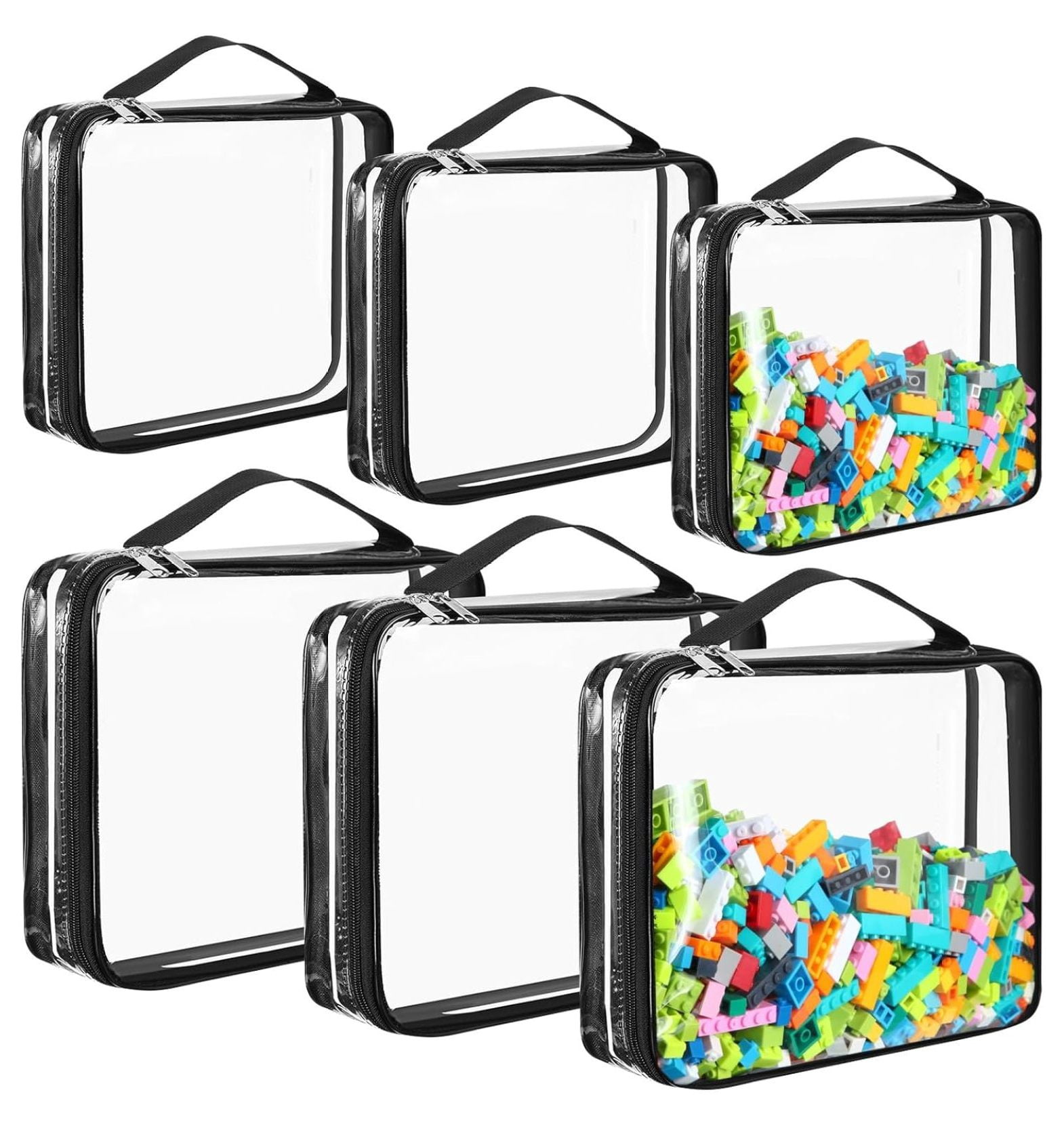 Toy Storage Bags 6 Pack, PVC Waterproof Organizer with Zipper, Clear ...