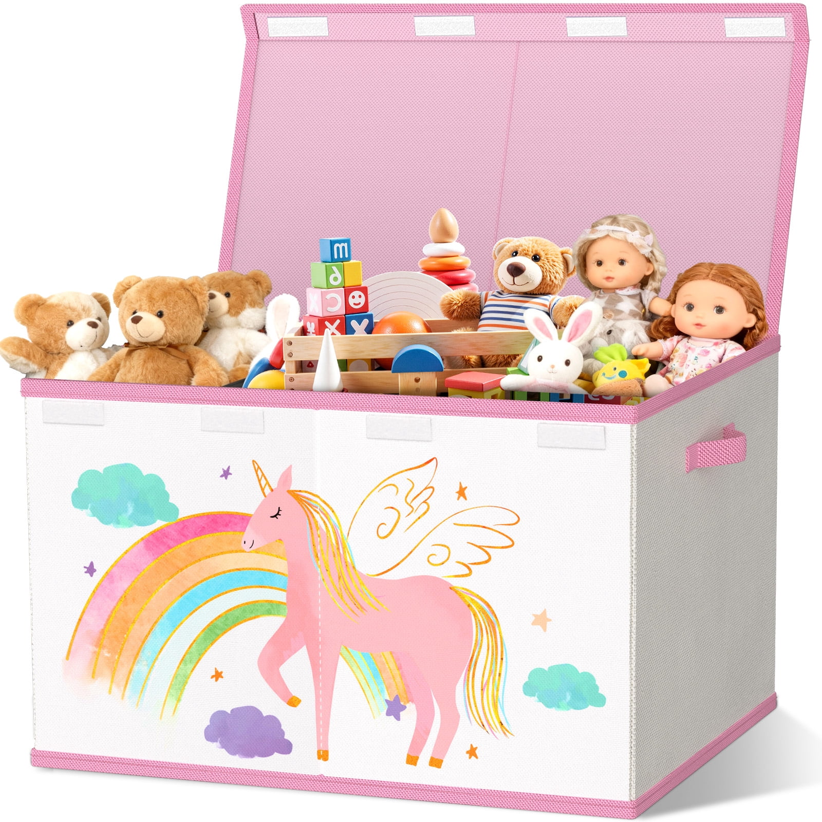 Toy Storage Box with Lids for Girls Boys - Fabric Large Kids Toy Chest ...