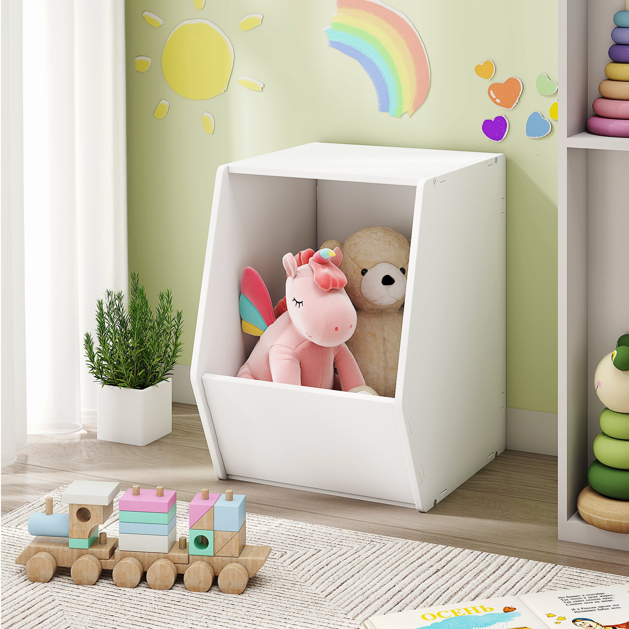 Toy Storage Cabinet for Kids, Plastic Toy Storage Organizer, Stackable ...