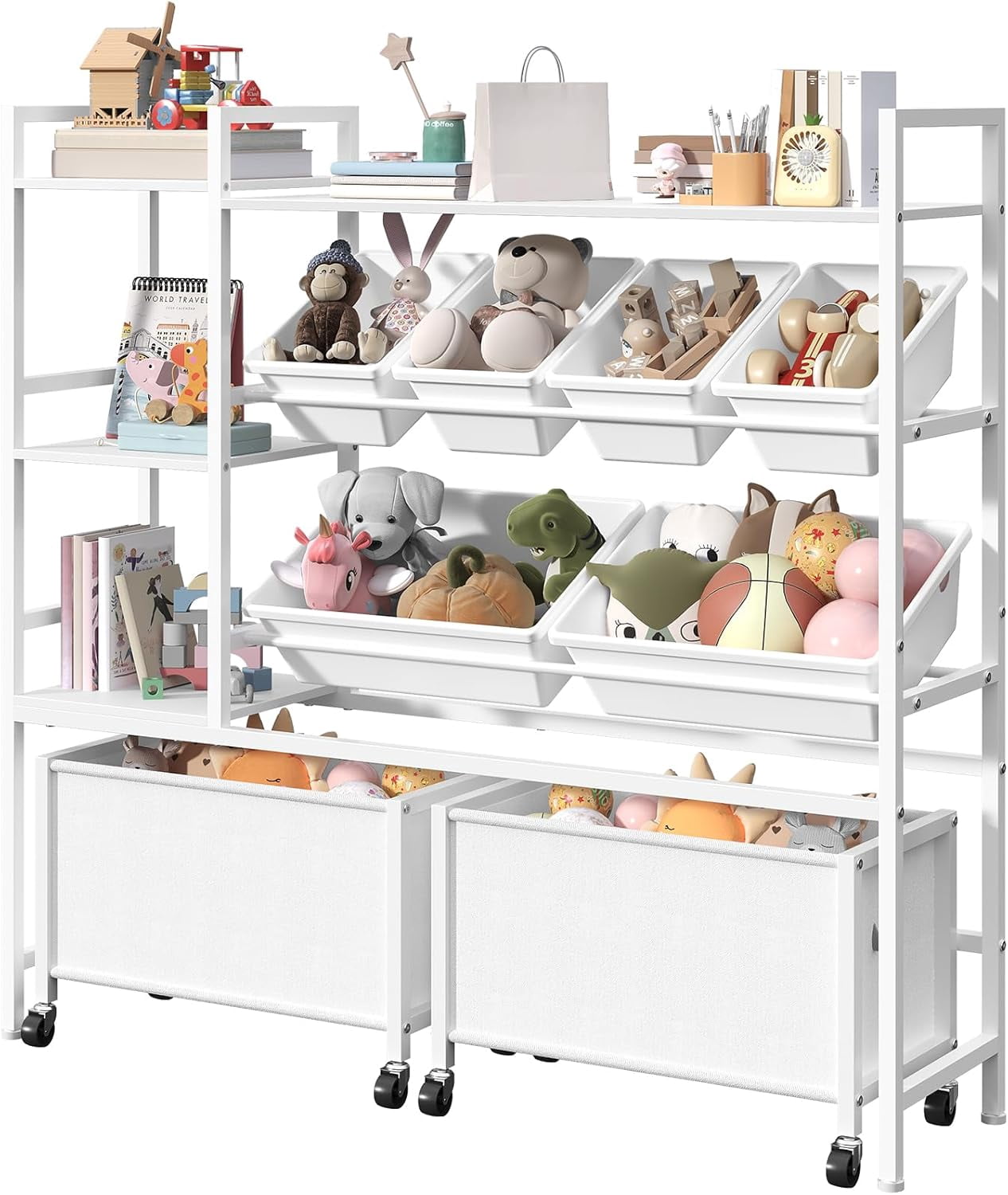 Toy Storage, Large Kids Toy Organizer with 6 Removable Storage Bins, 2 ...