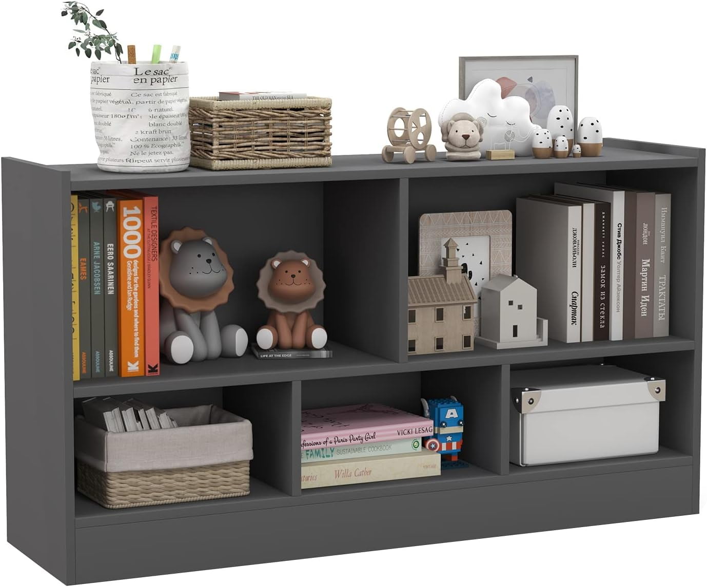 Toy Storage Organizer, 2-Tier Kids Bookshelf, 5 Cube Kids' Bookcases ...