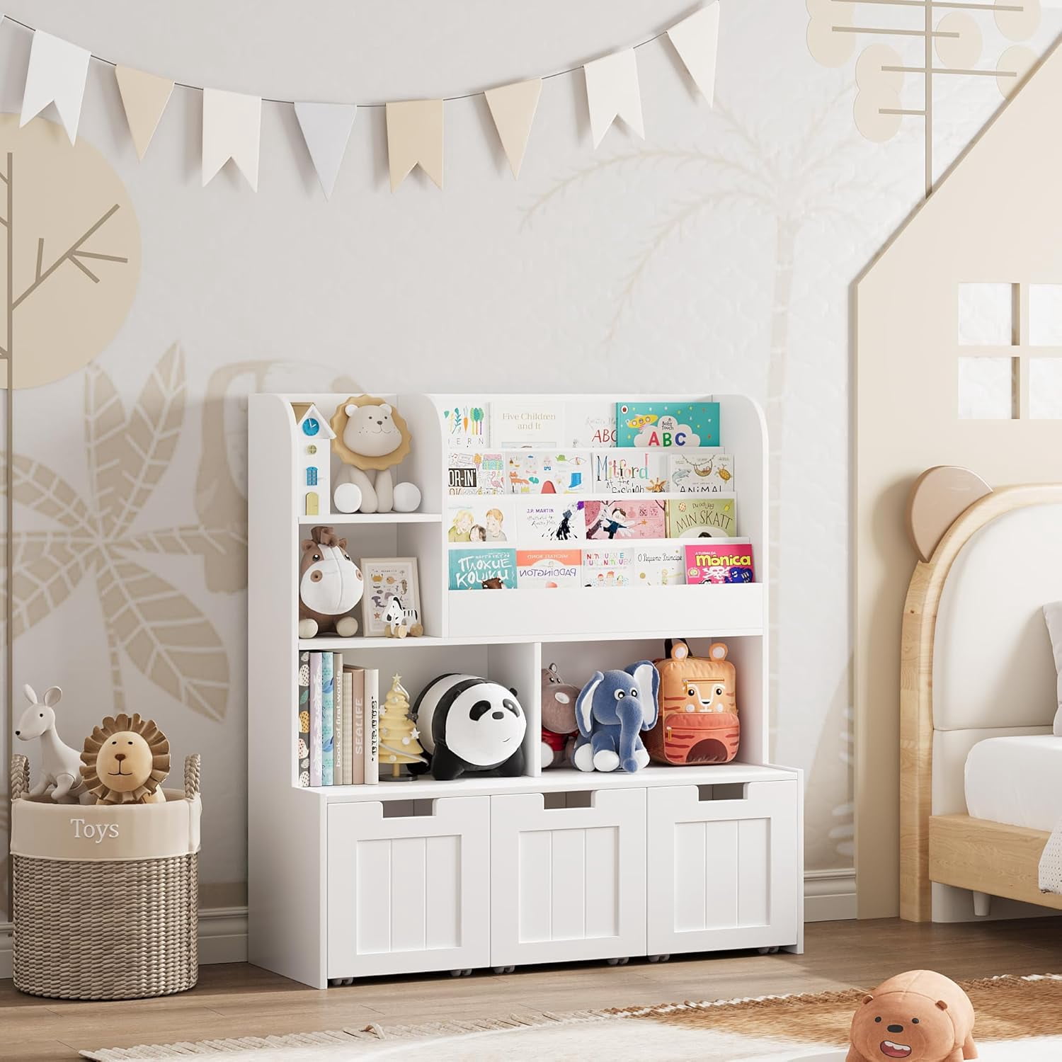 Toy Storage Organizer with 3 Drawers,Multifunctional Kids Bookcase with ...