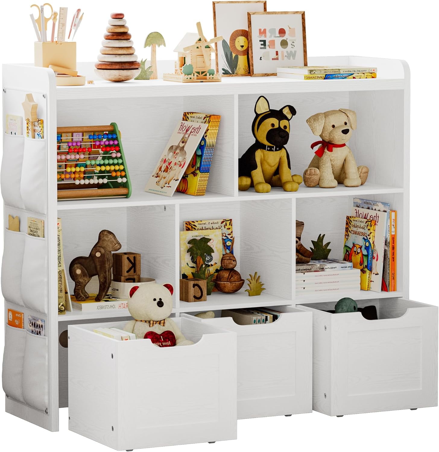 Toy Storage Organizer with 3 Movable Drawers, Multifunctional Floor ...