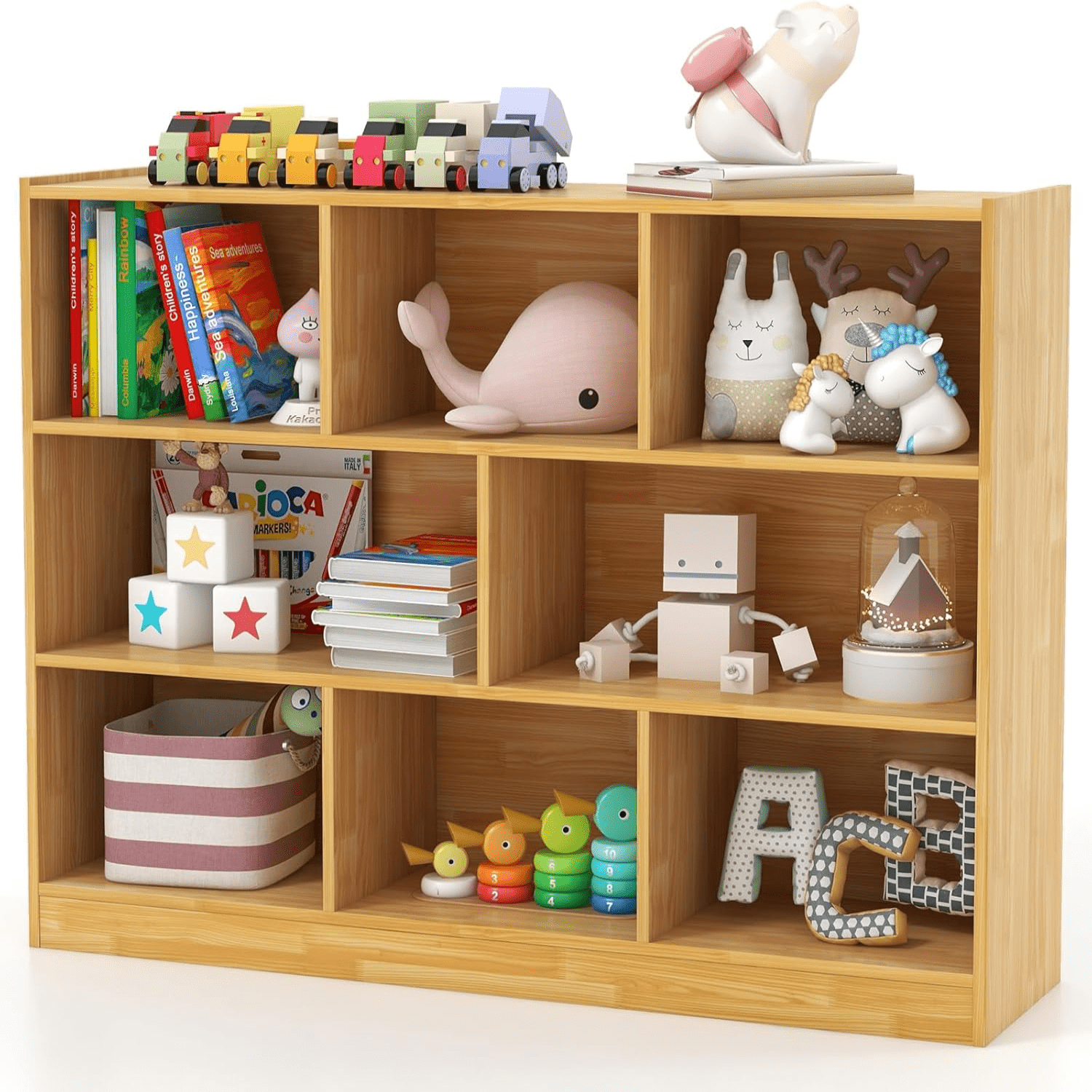 Toy Storage Organizer 3-Tier Kids Bookshelf 8 Cube Kids' Bookcases ...