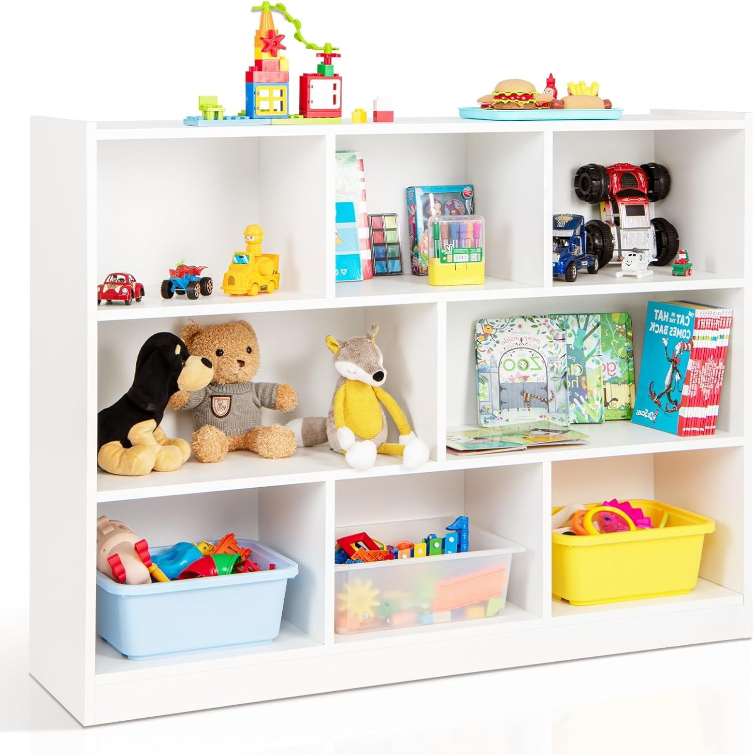 Toy Storage Organizer 8-Section Display Shelf Cabinet for Organizing ...
