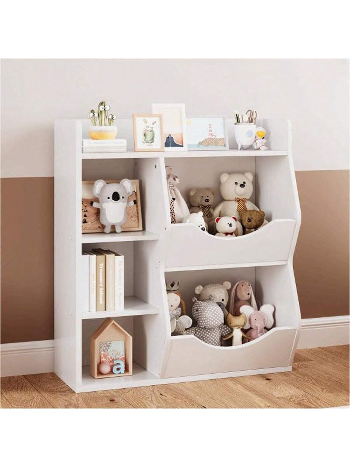 Toy Storage Organizer With Bookcase,Kid's Multi Shelf Cubby For Books ...
