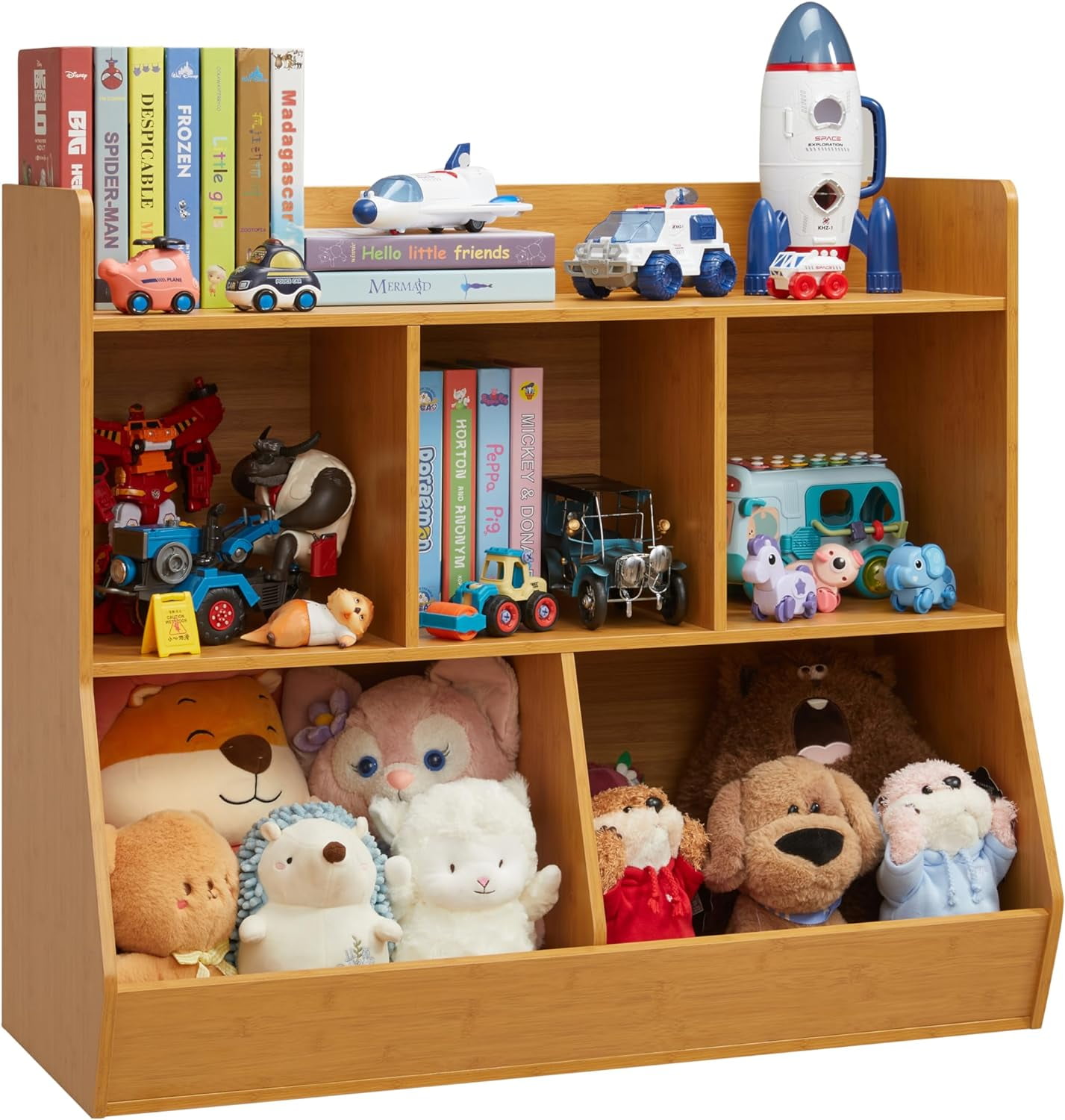 Toy Storage Organizer with Bookshelf, 5-Cubby Children's Toy Shelf, Toy ...