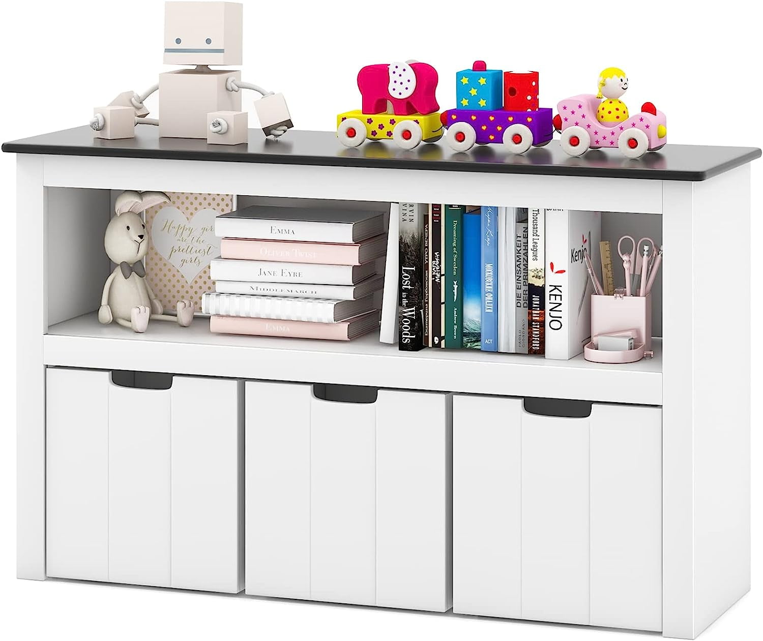 Toy Storage Organizer, Bookshelf w/Removable Drawers, Playroom ...
