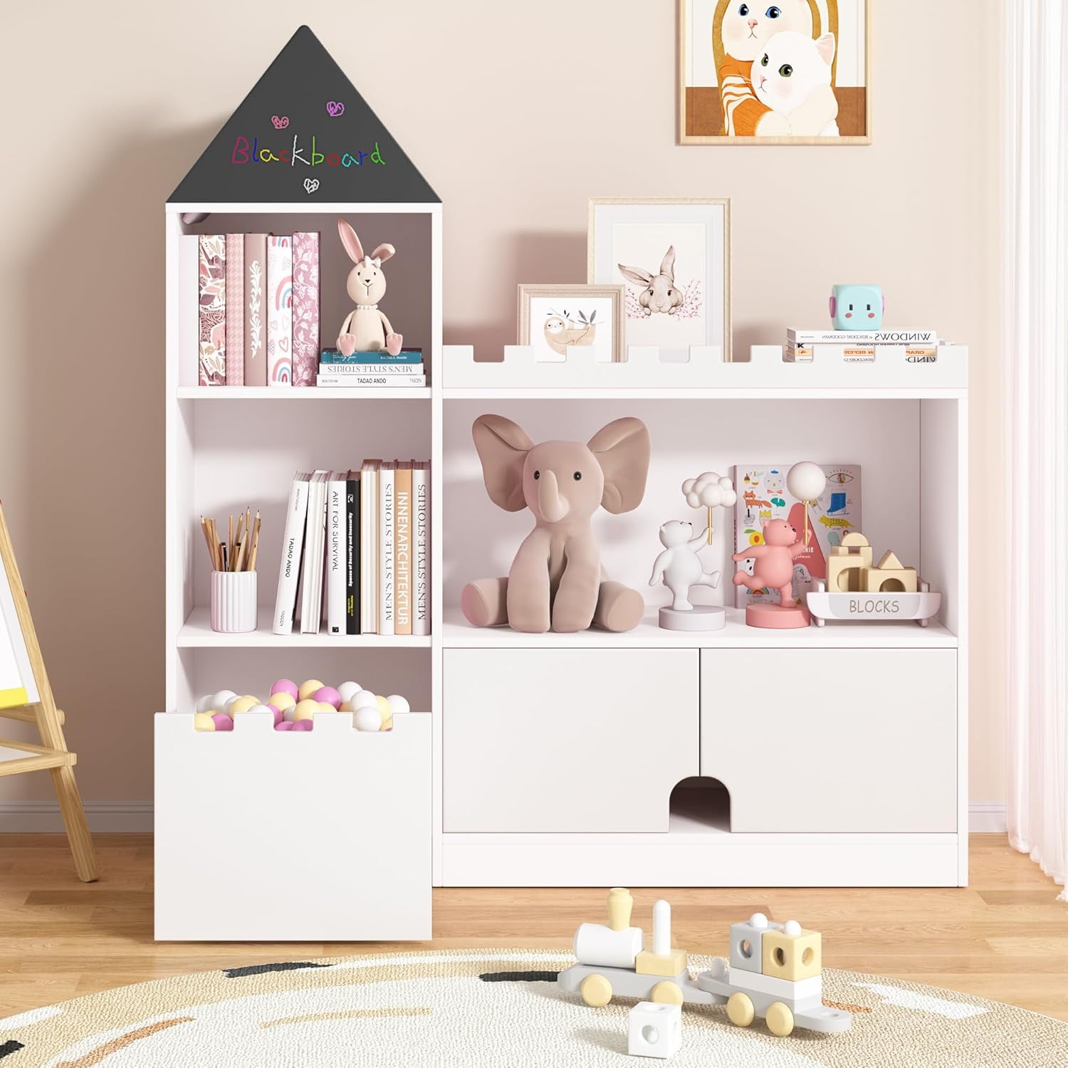 Toy Storage Organizer, Kids Castle Bookshelf, 6 Cubby Children ...