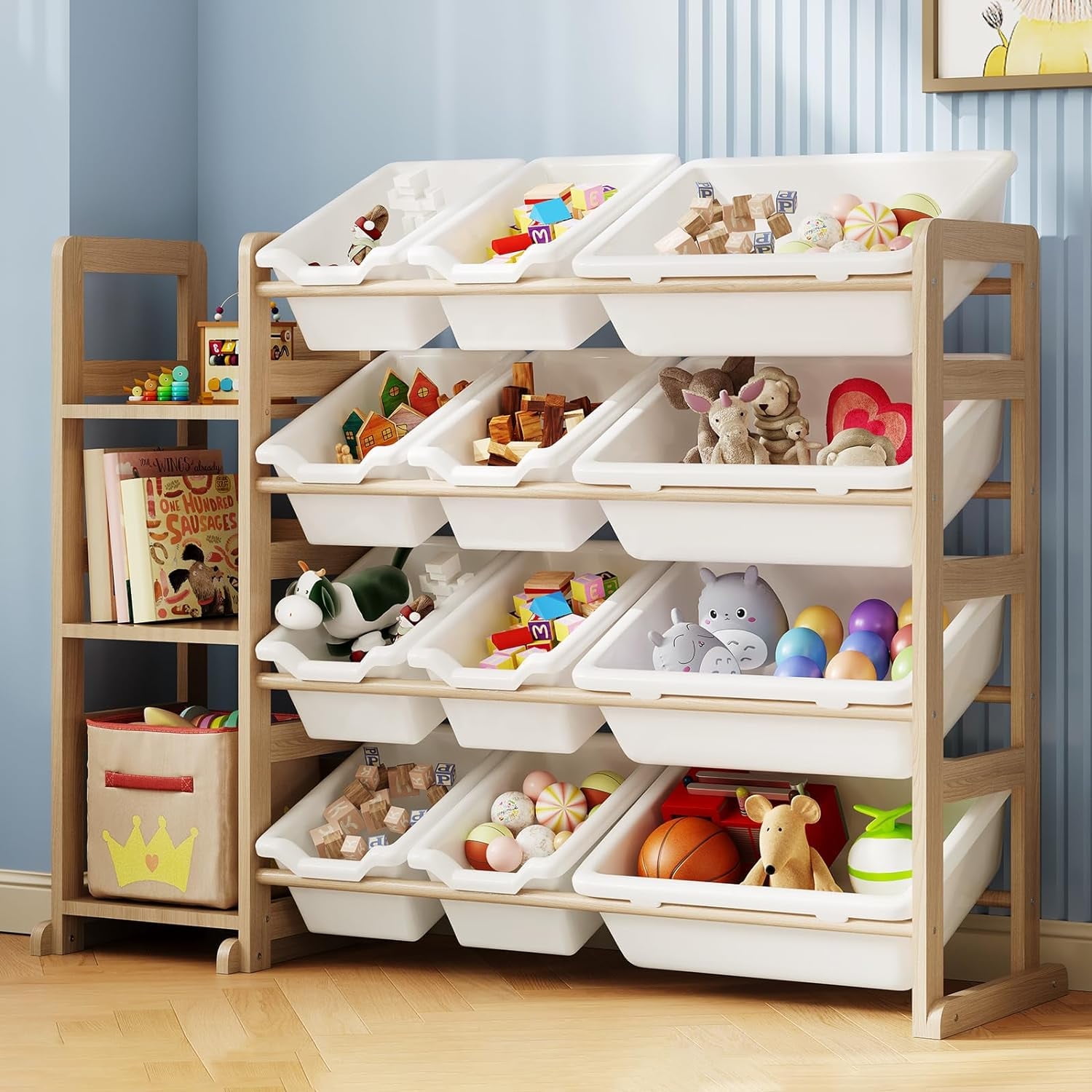 Toy Storage Organizer - Toy Organizers and Storage with Bookshelf, Toy ...