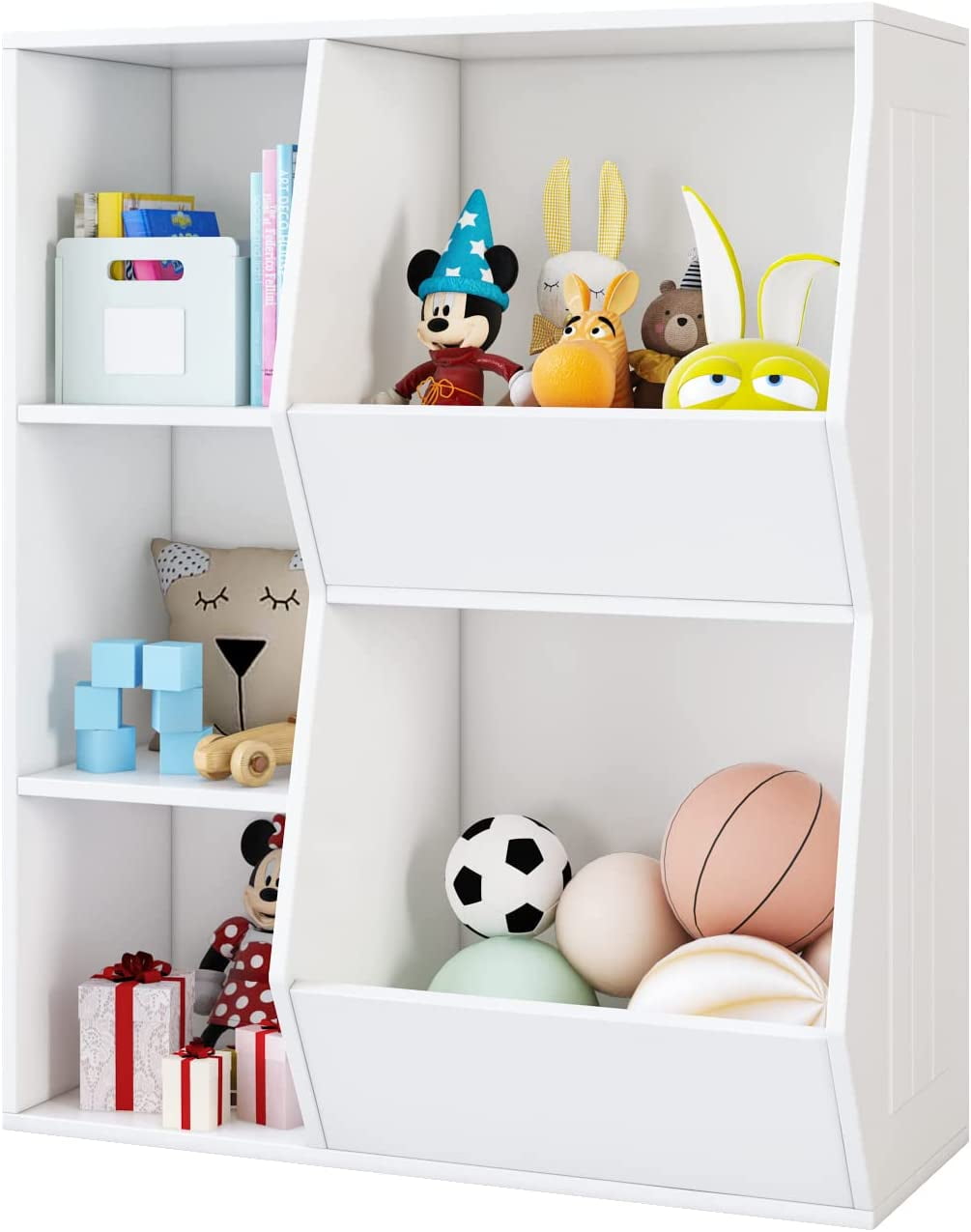Toy Storage Organizers, Kids Bookcase and Bookshelf, Open Muti-Bins Toy ...