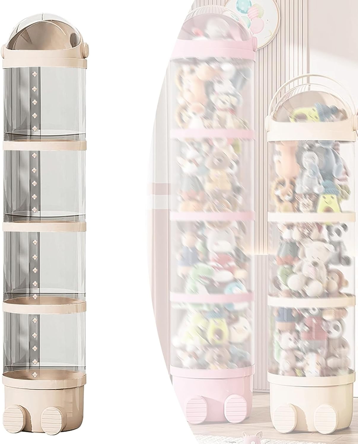 Toy Storage Tube - 2025 New Stuffed Animal Storage Tube with Lid,Pet ...