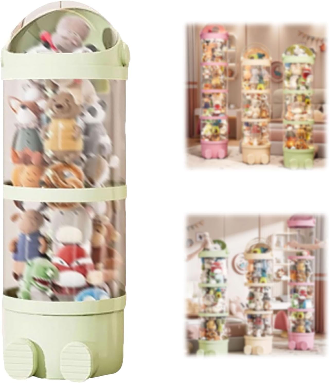 Toy Storage Tube, Stuffed Animal Storage Tube with Button, Vertical ...