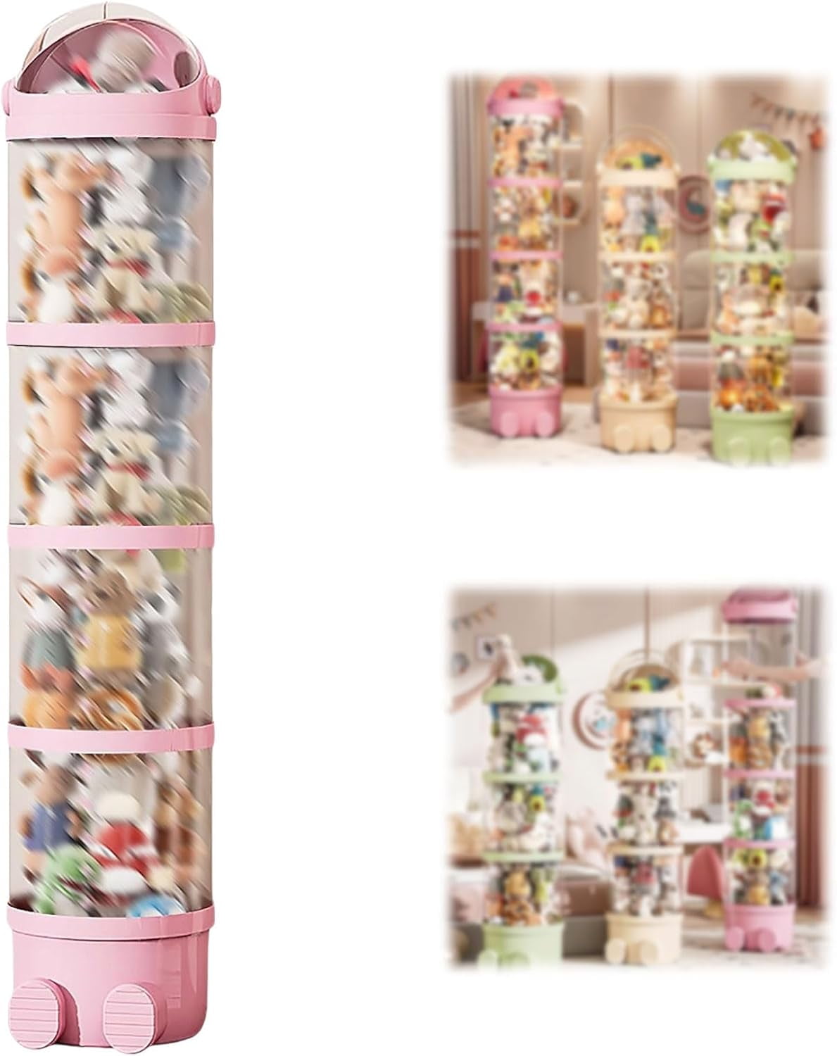 Toy Storage Tube, Stuffed Animal Storage Tube with Button, Vertical ...