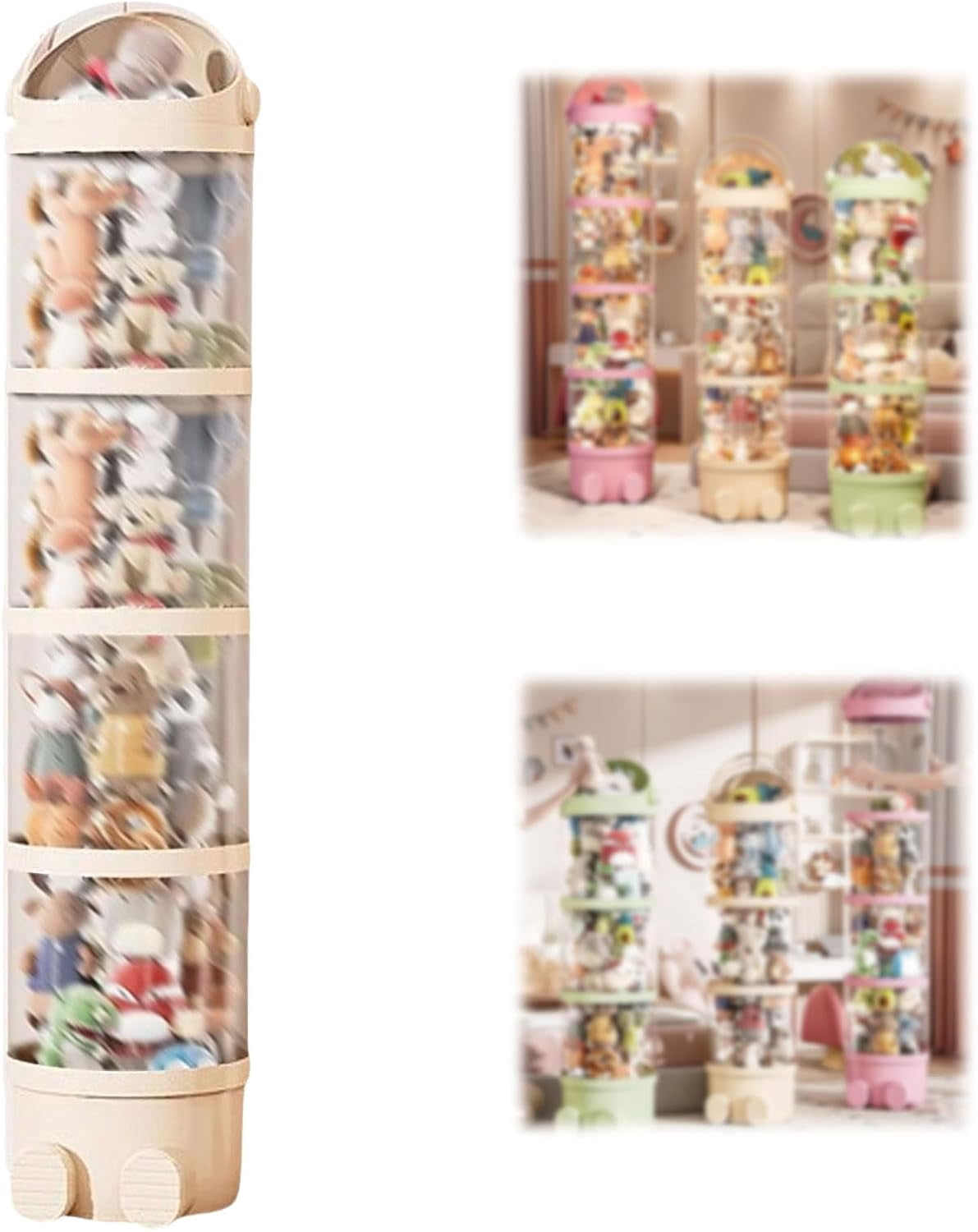 Toy Storage Tube, Stuffed Animal Storage Tube with Button, Vertical ...