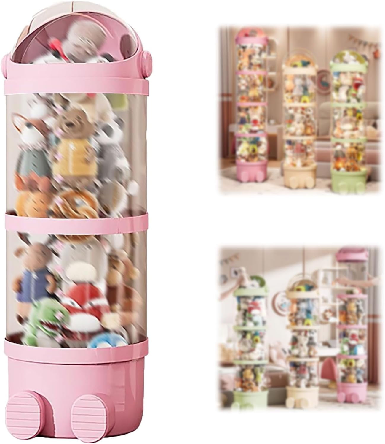 Toy Storage Tube, Stuffed Animal Storage Tube with Button, Vertical ...