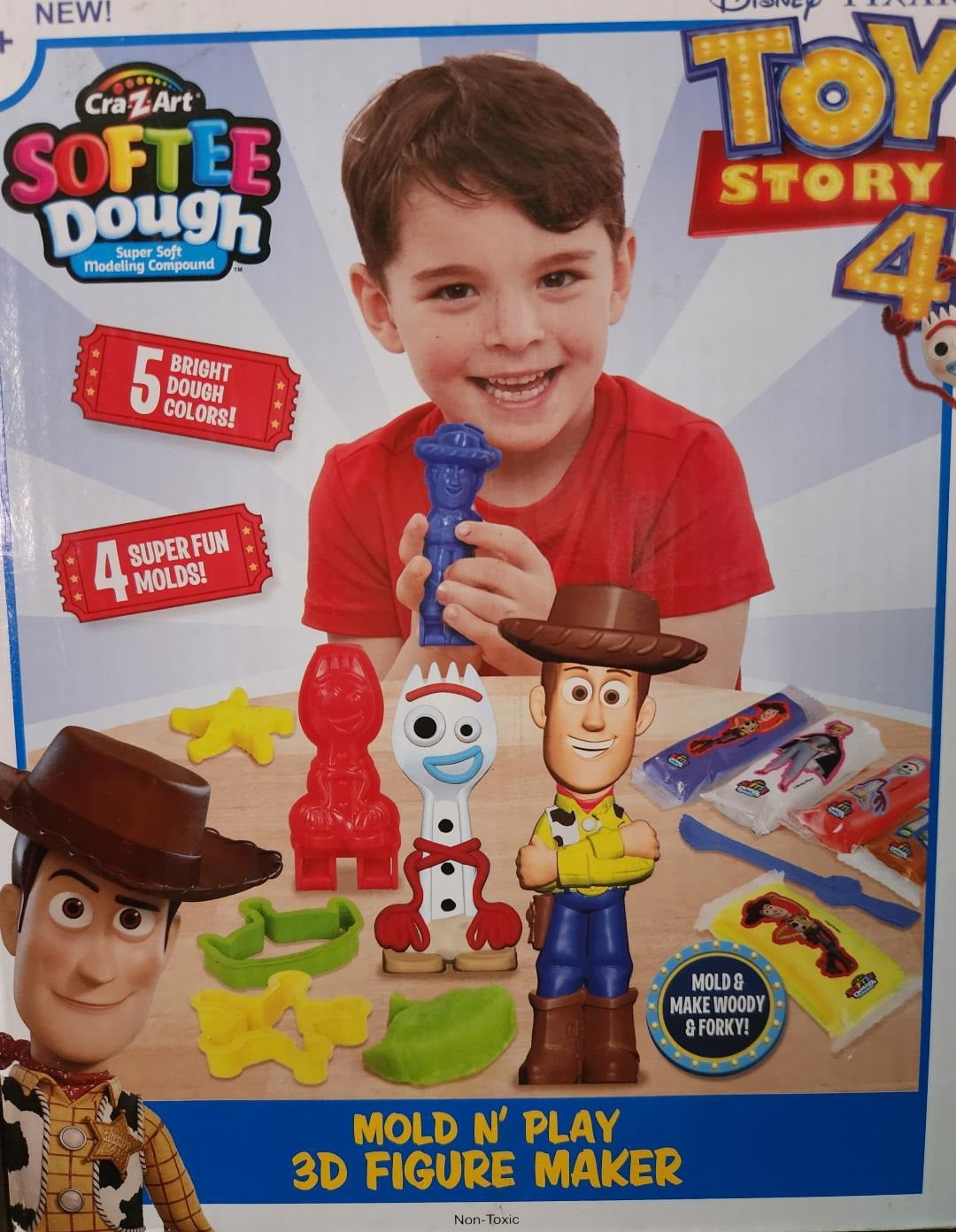 Toy Story 4 Mold N' Play Woody & Forky 3D Figure Maker with 5 Bright ...