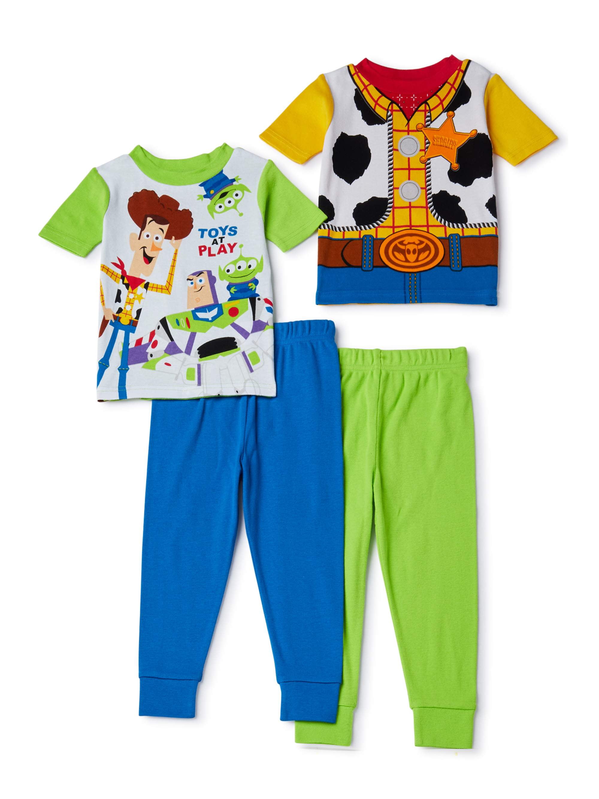Toy Story 4 Toddler Boys Snug Fit Cotton Short Sleeve Pajamas, 4pc PJ ...