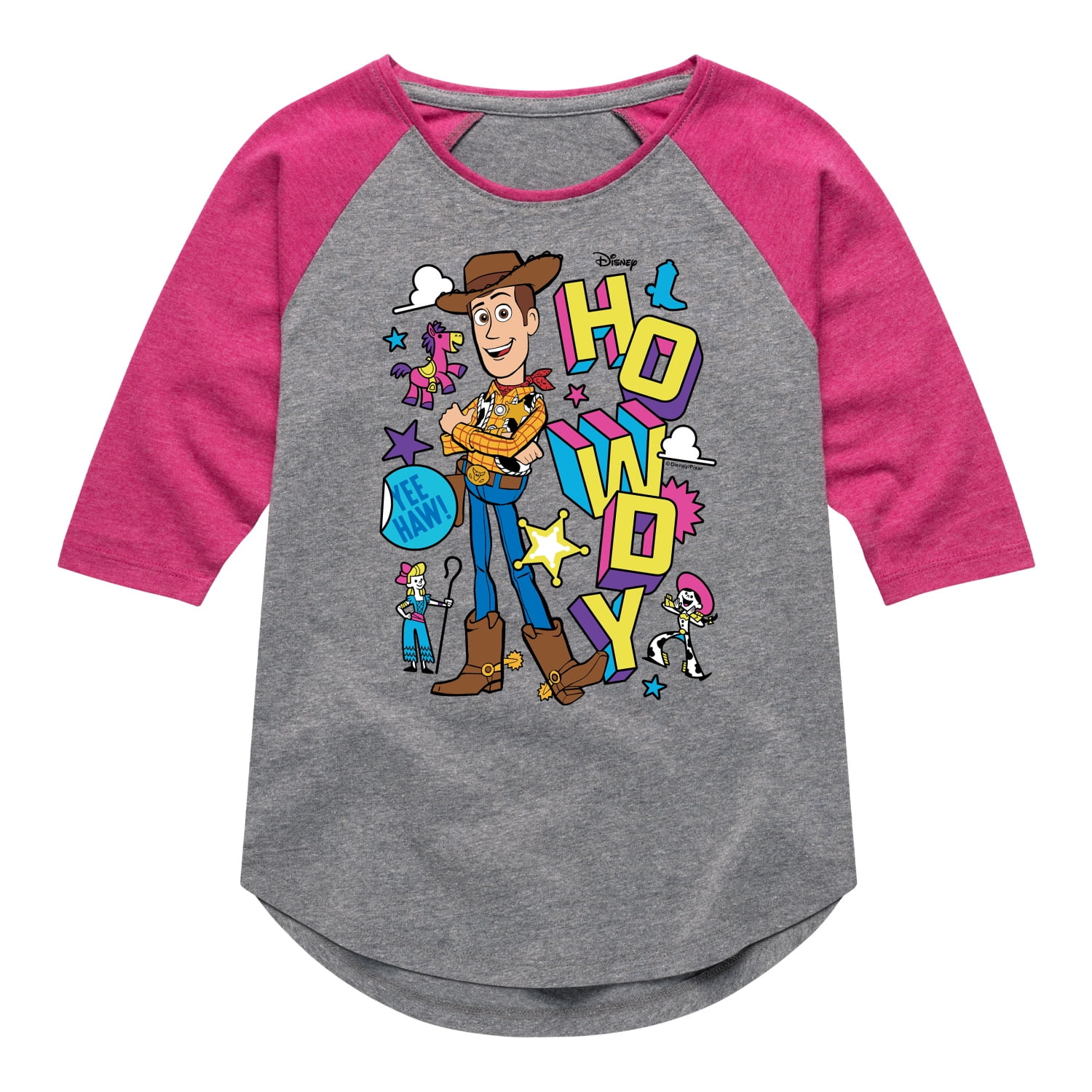 Toy Story 4 - Woody Howdy - Toddler & Youth Girls Raglan Graphic T ...