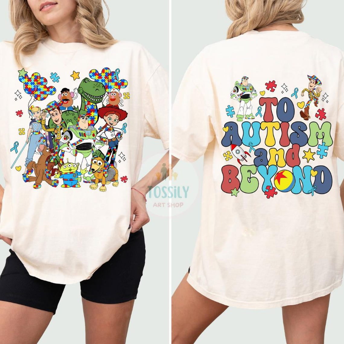 Toy Story To Autism and Beyond Double Sided T-shirt, Disney Toy Story ...