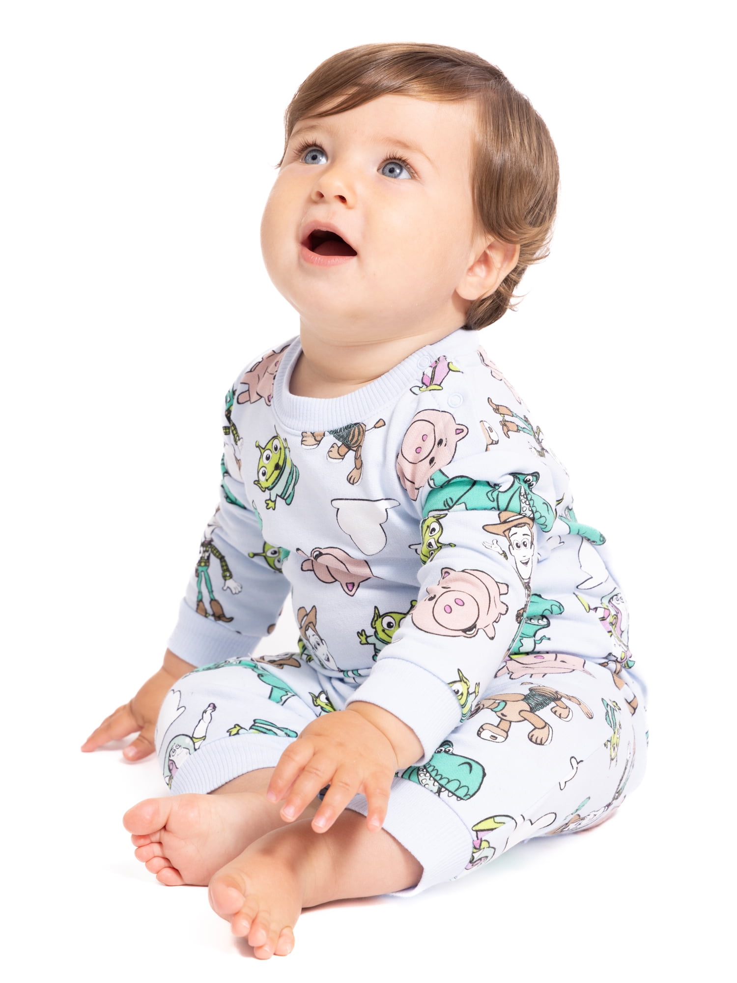 Toy Story Baby Allover Print Romper with Long Sleeves, Sizes 0/3M-24M ...
