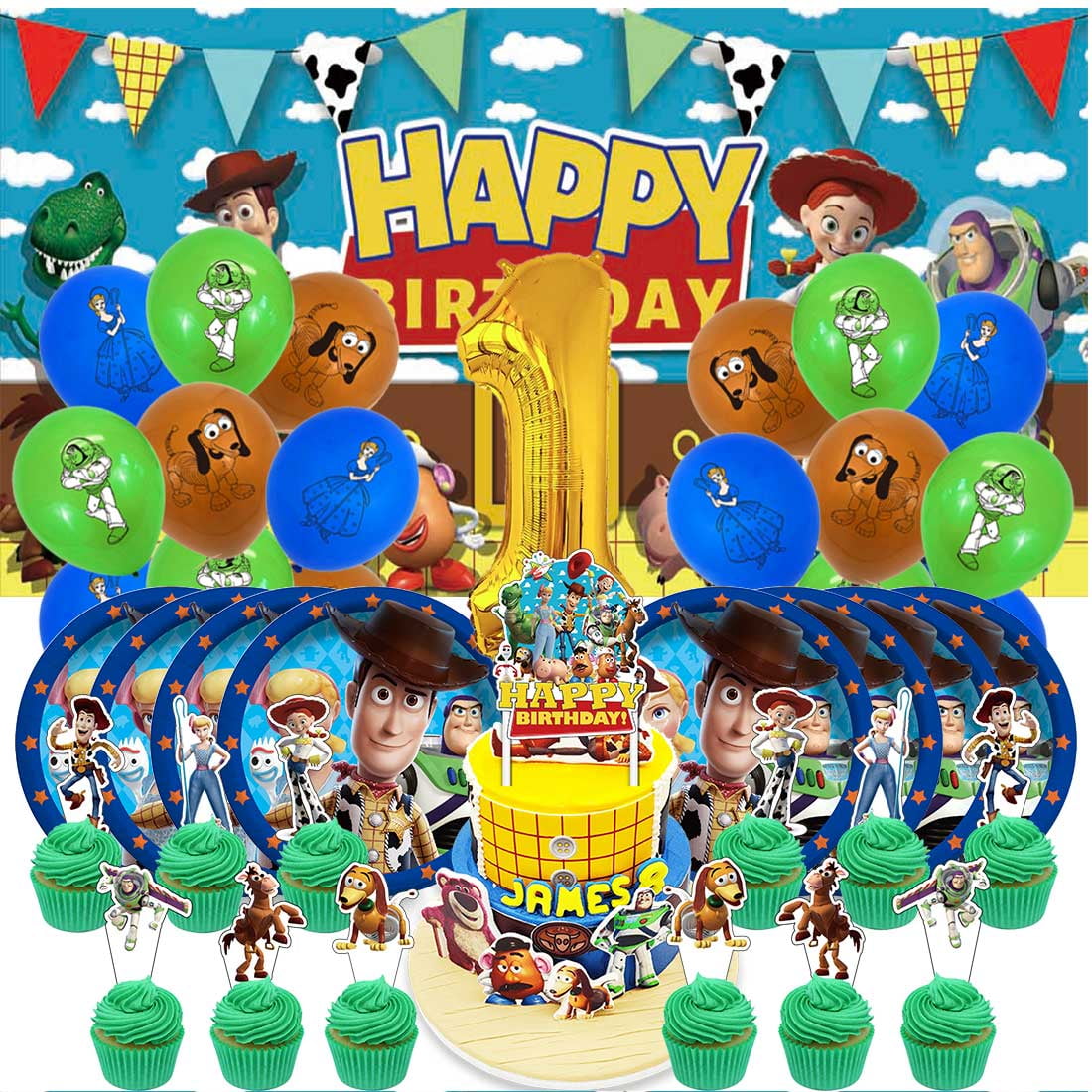 Toy Story Balloons Party Supplies 1st Decor Tableware Birthday Cake ...
